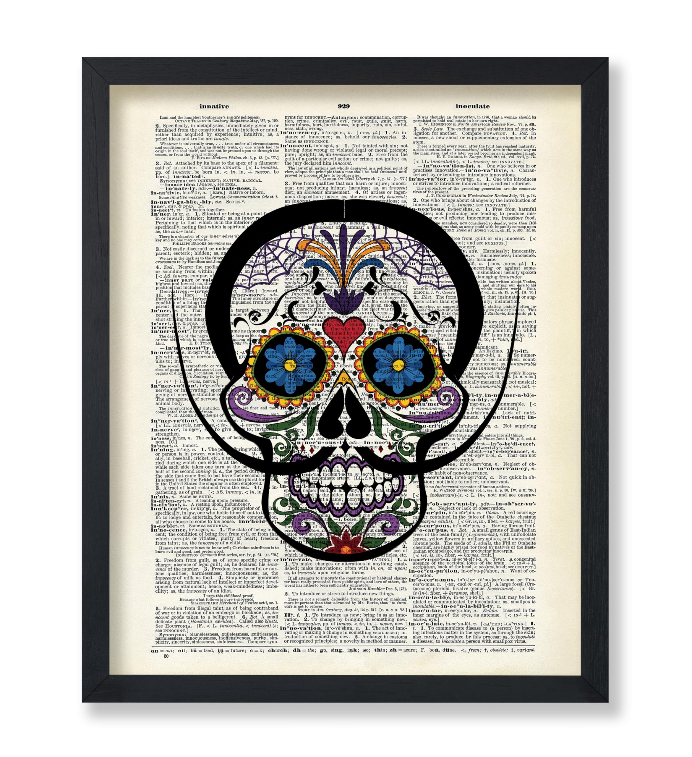 Poster Master Dictionary Art Poster - Sugar Skull with Mustache Print ...