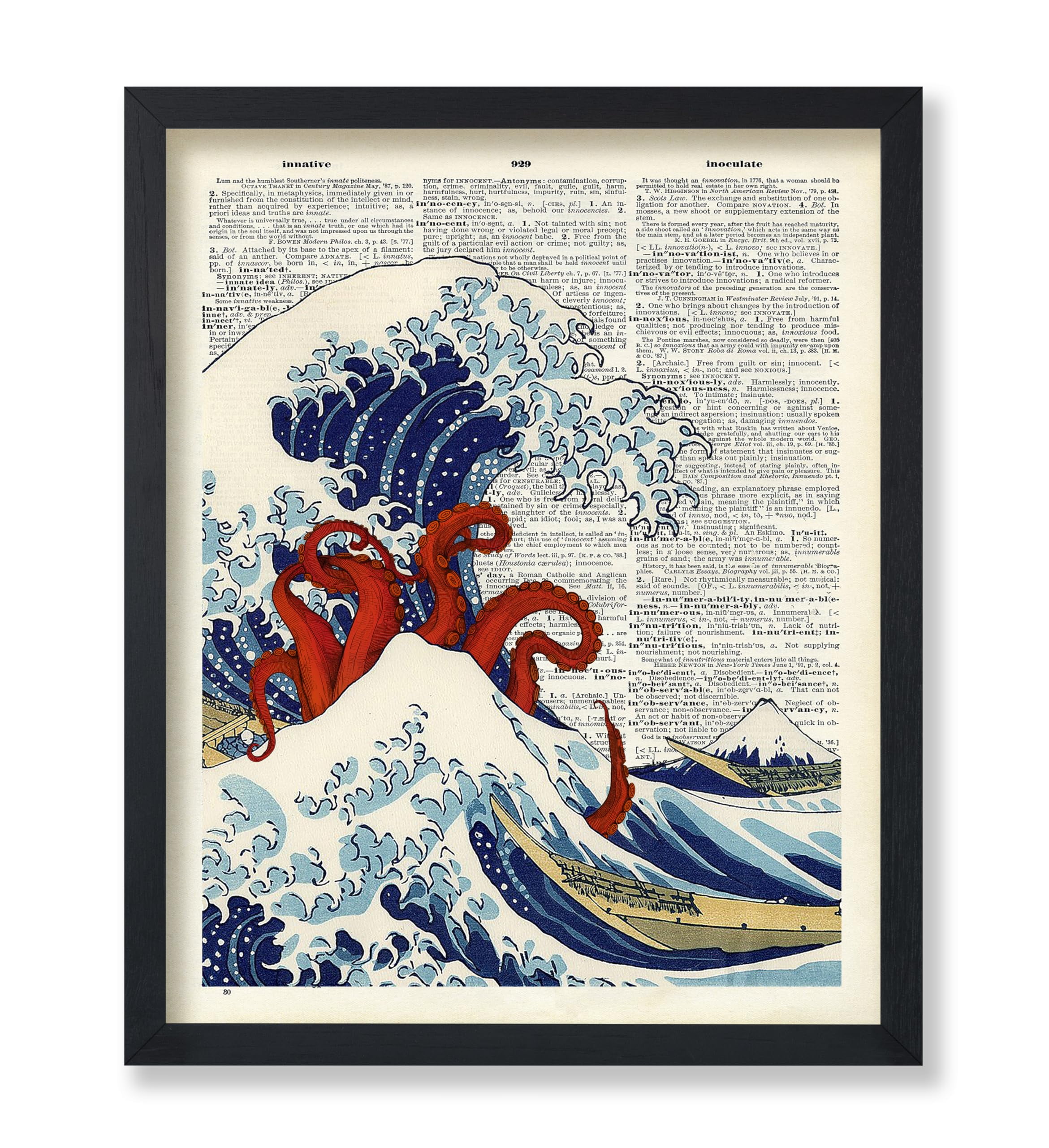 Poster Master Dictionary Art Poster - Tentacles and Great Wave Off ...