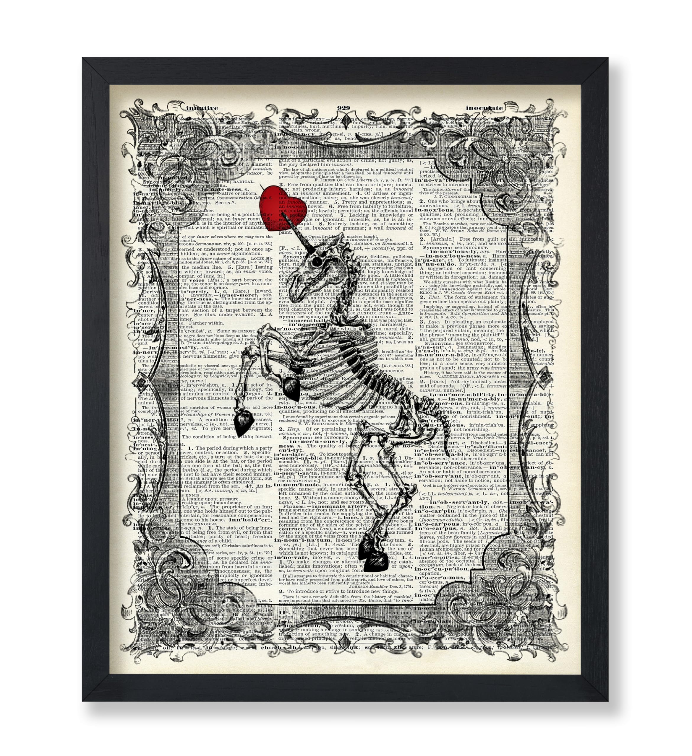 Poster Master Dictionary Art Poster - Unicorn Skeleton Art - Red Heart Art - Gift for Men, Women ...