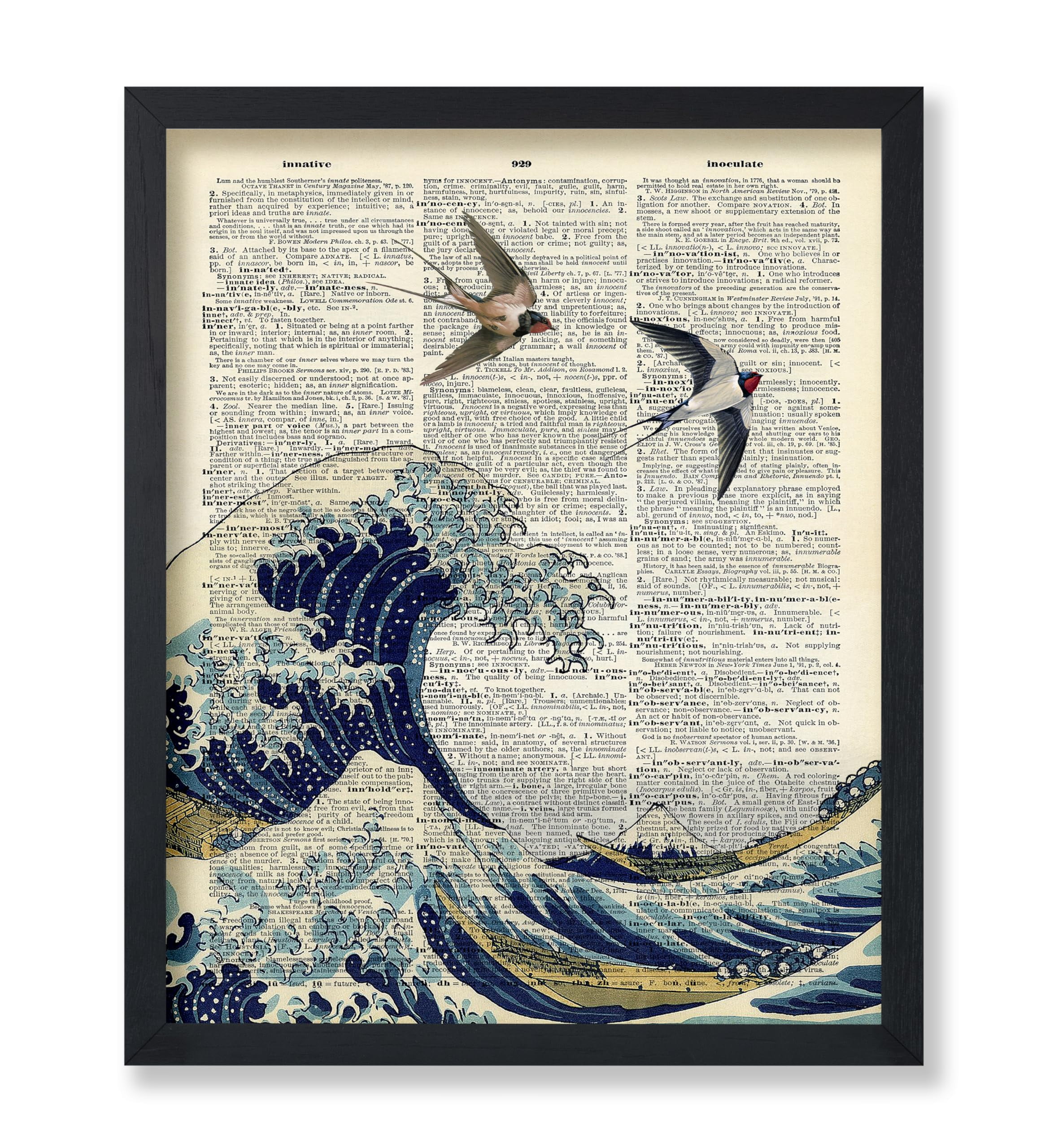 Poster Master Dictionary Art Poster - Wave and Swallow Print - Bird Art ...
