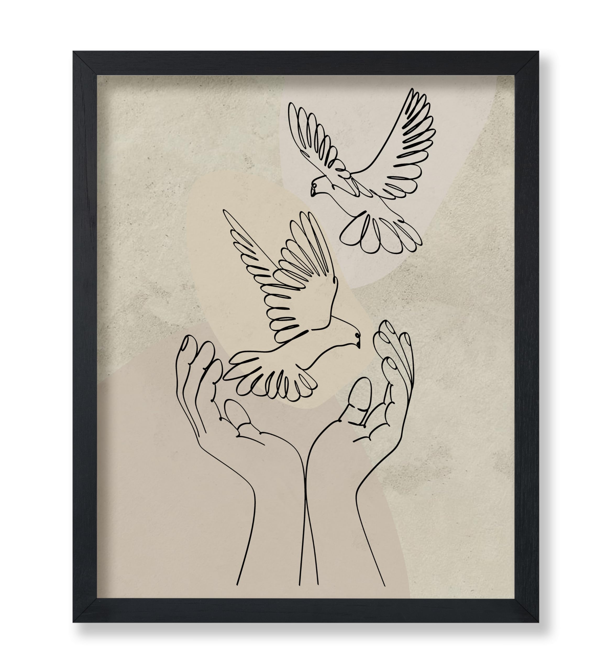 Poster Master Doves Poster - Hands Print - Line Art - Flying Bird Art ...