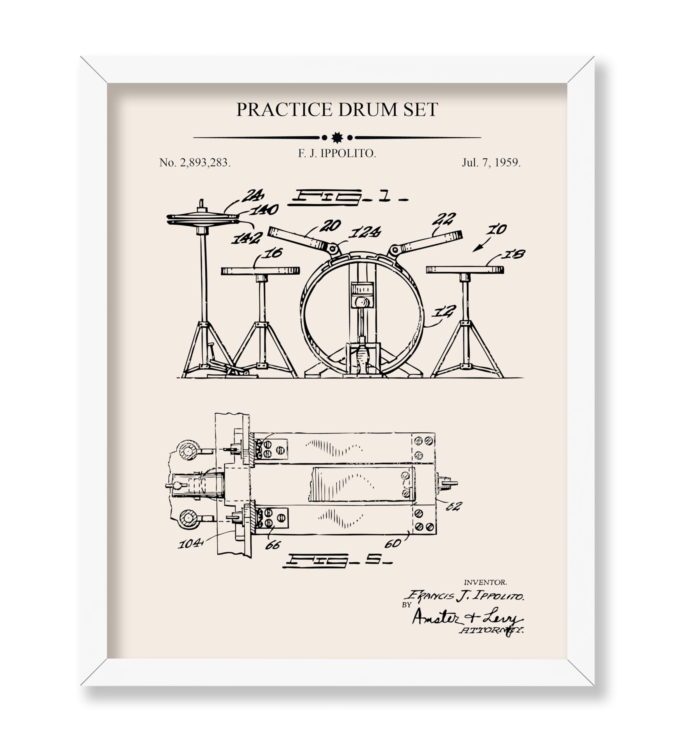 Poster Master Drum Set Blueprint Poster - Drum Set Patent Print ...
