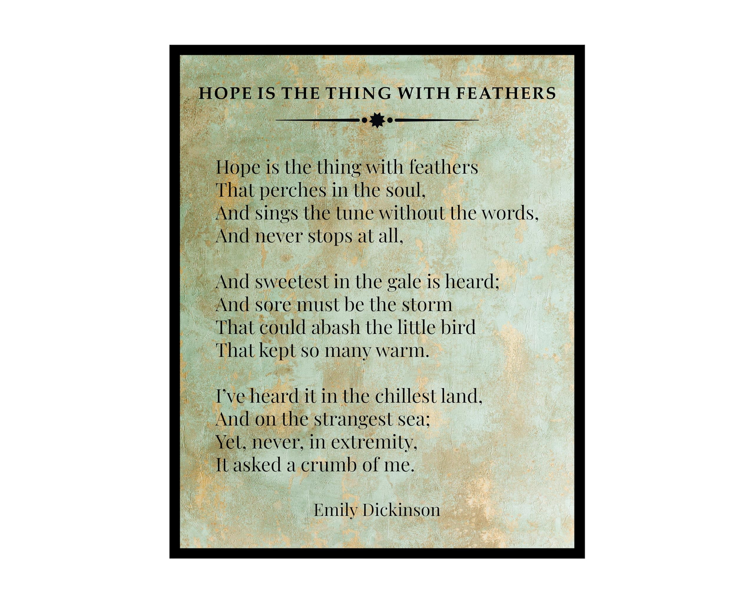 Poster Master Emily Dickinson Poster - Hope Is The Thing With Feathers ...