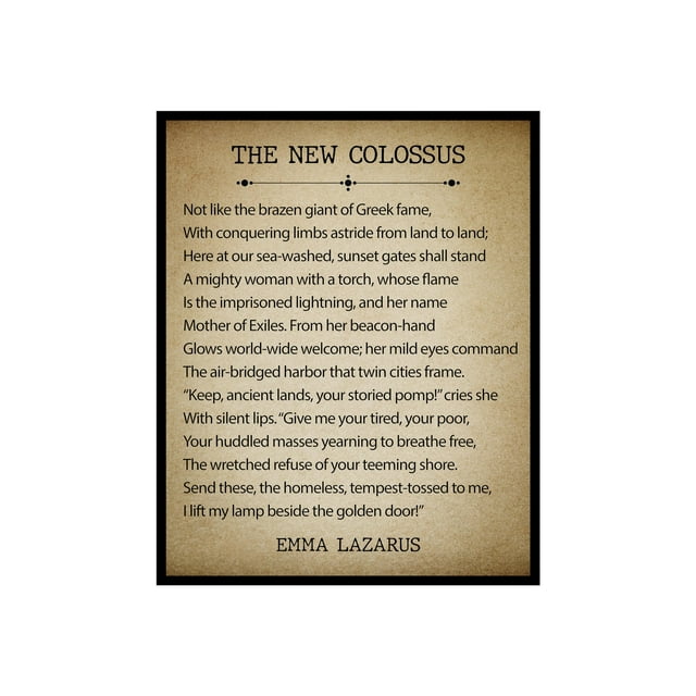 Poster Master Emma Lazarus Poster - The New Colossus Print - Poetry Art ...