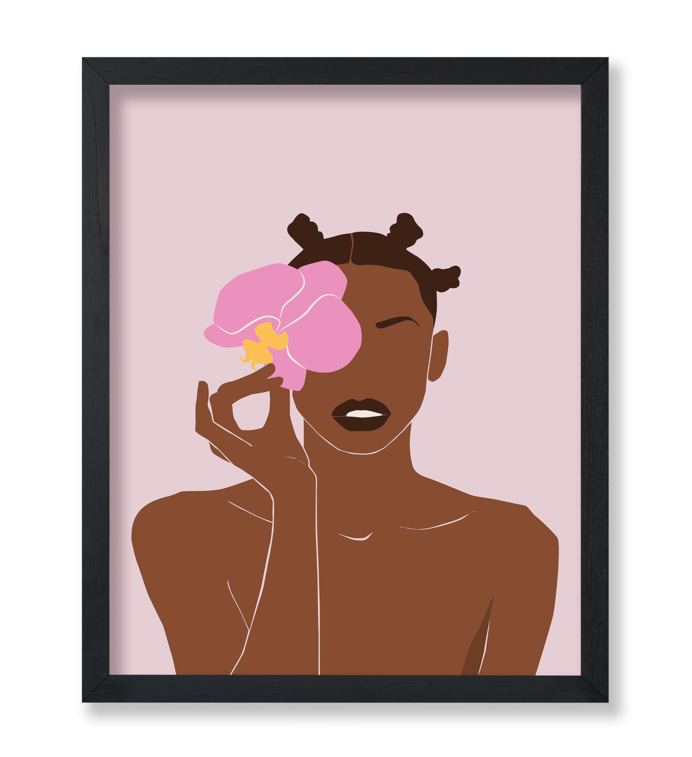 Poster Master Faceless Woman Poster - Retro Pink Flower Print - Floral ...