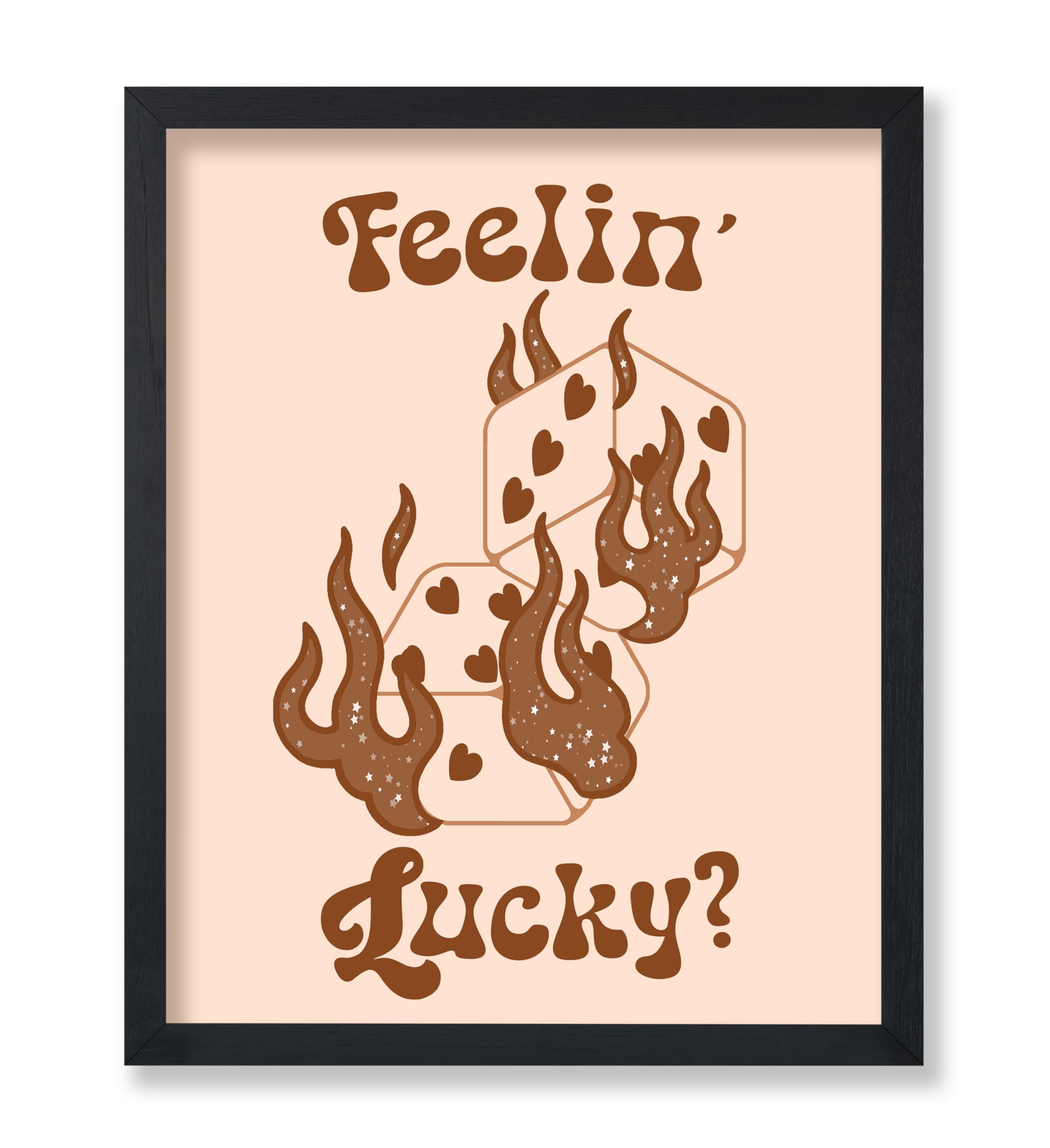 Poster Master Feelin' Lucky Poster - Retro Flaming Heart Dice Print ...