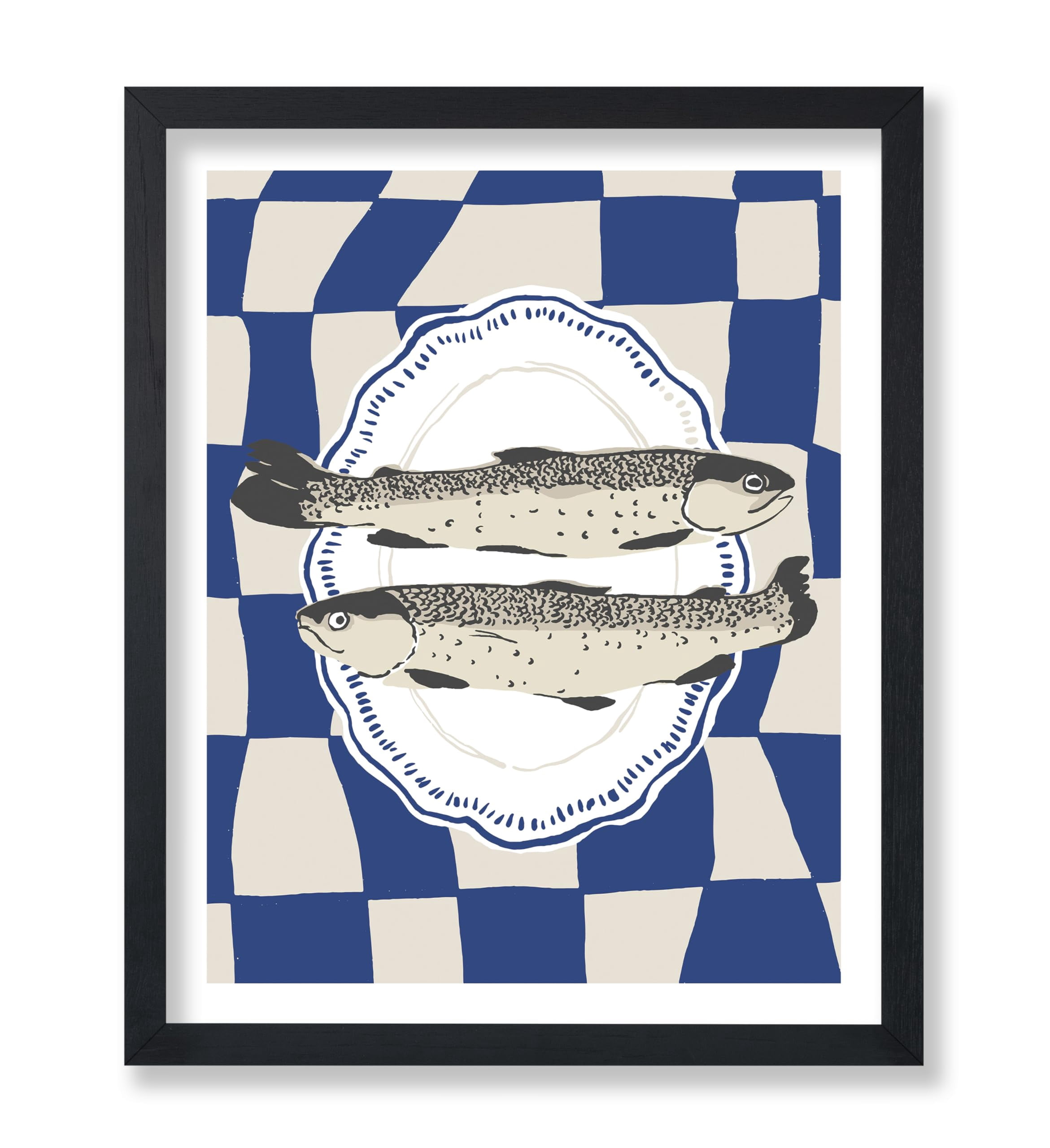 Poster Master Fish On A Plate Poster - Retro Mackerel Print - Fish Art ...