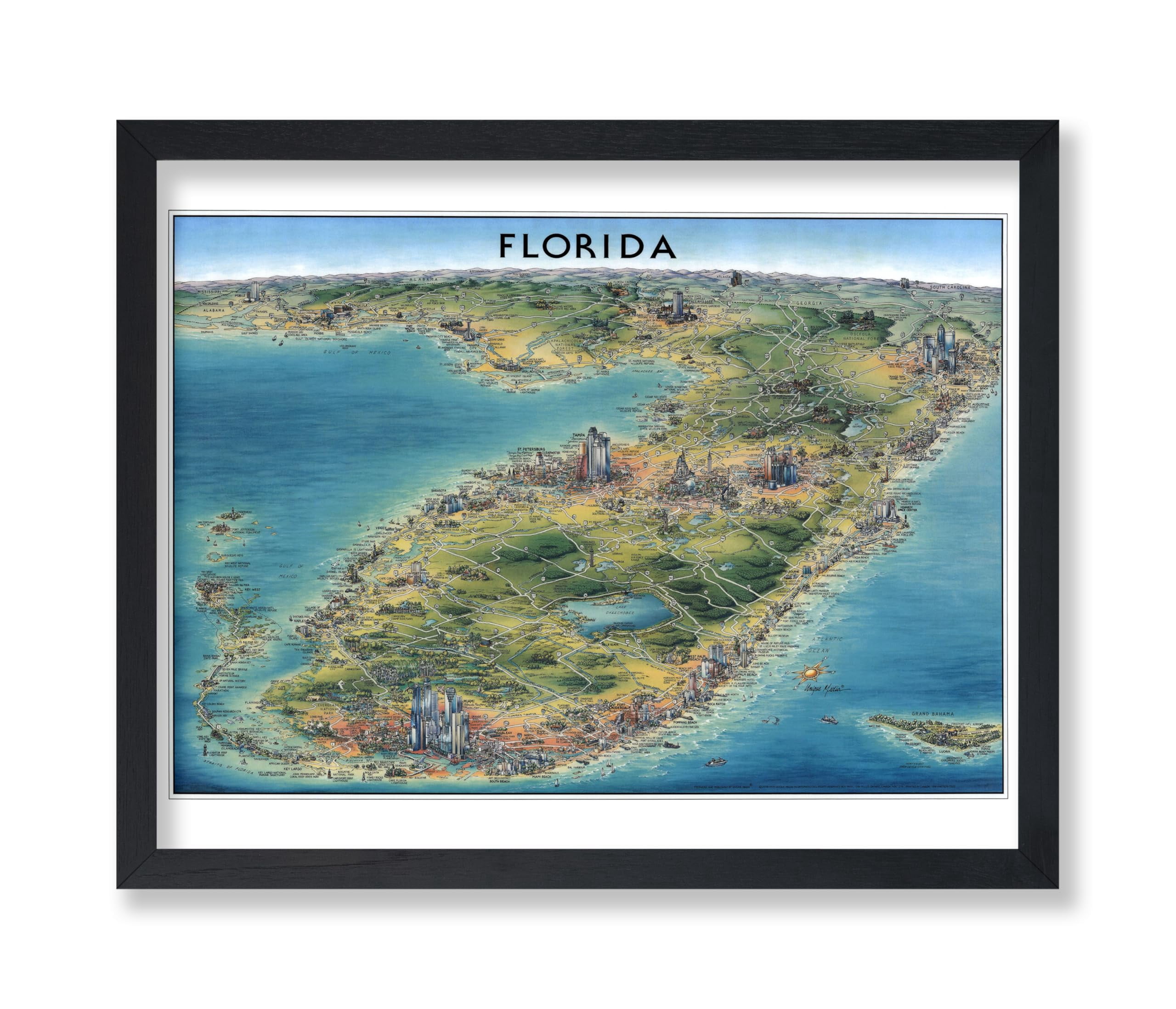 Poster Master Florida Vintage Travel Poster - Old Map Pictorial Florida ...