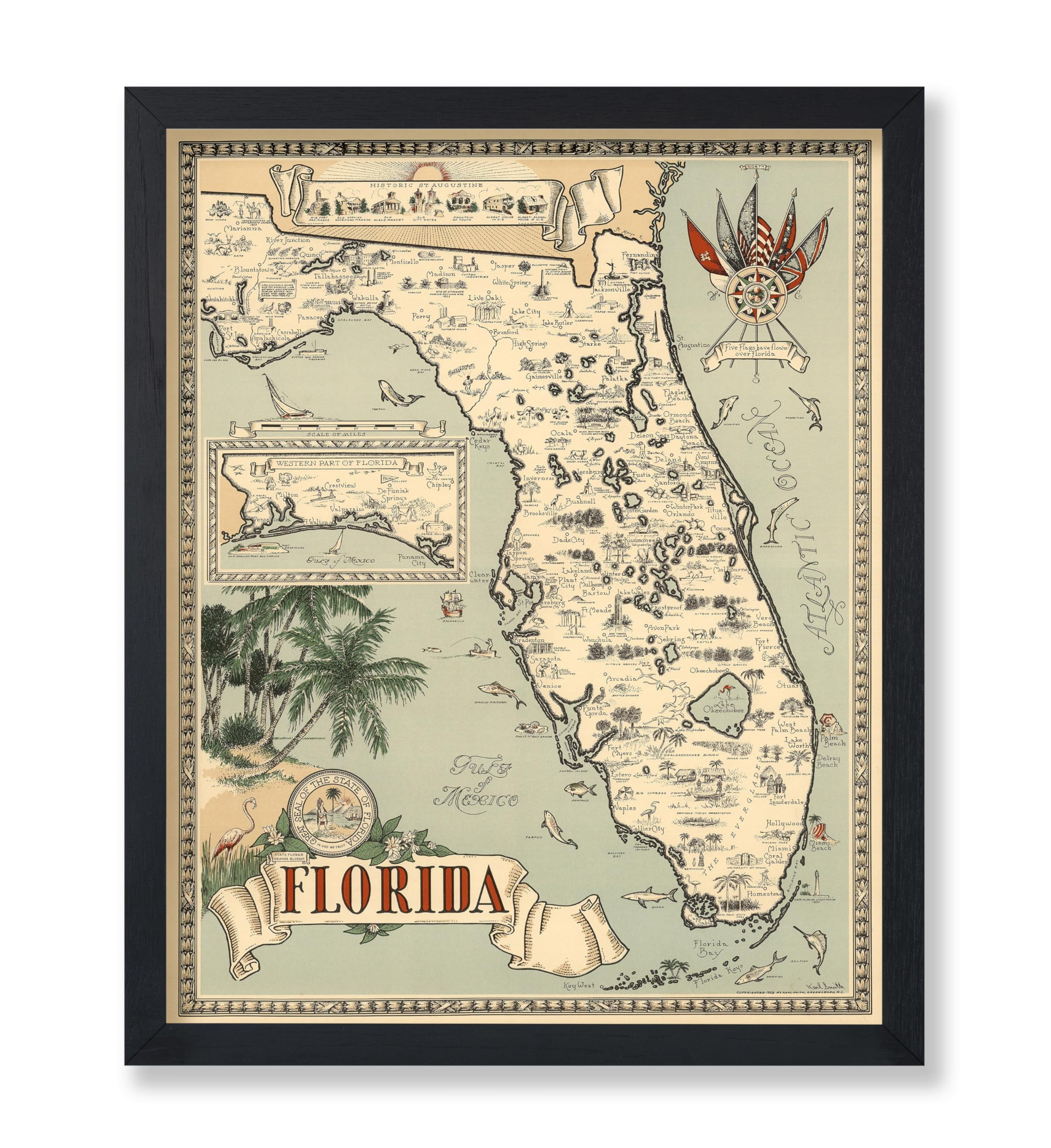 Poster Master Florida Vintage Travel Poster - Western Part of Florida ...