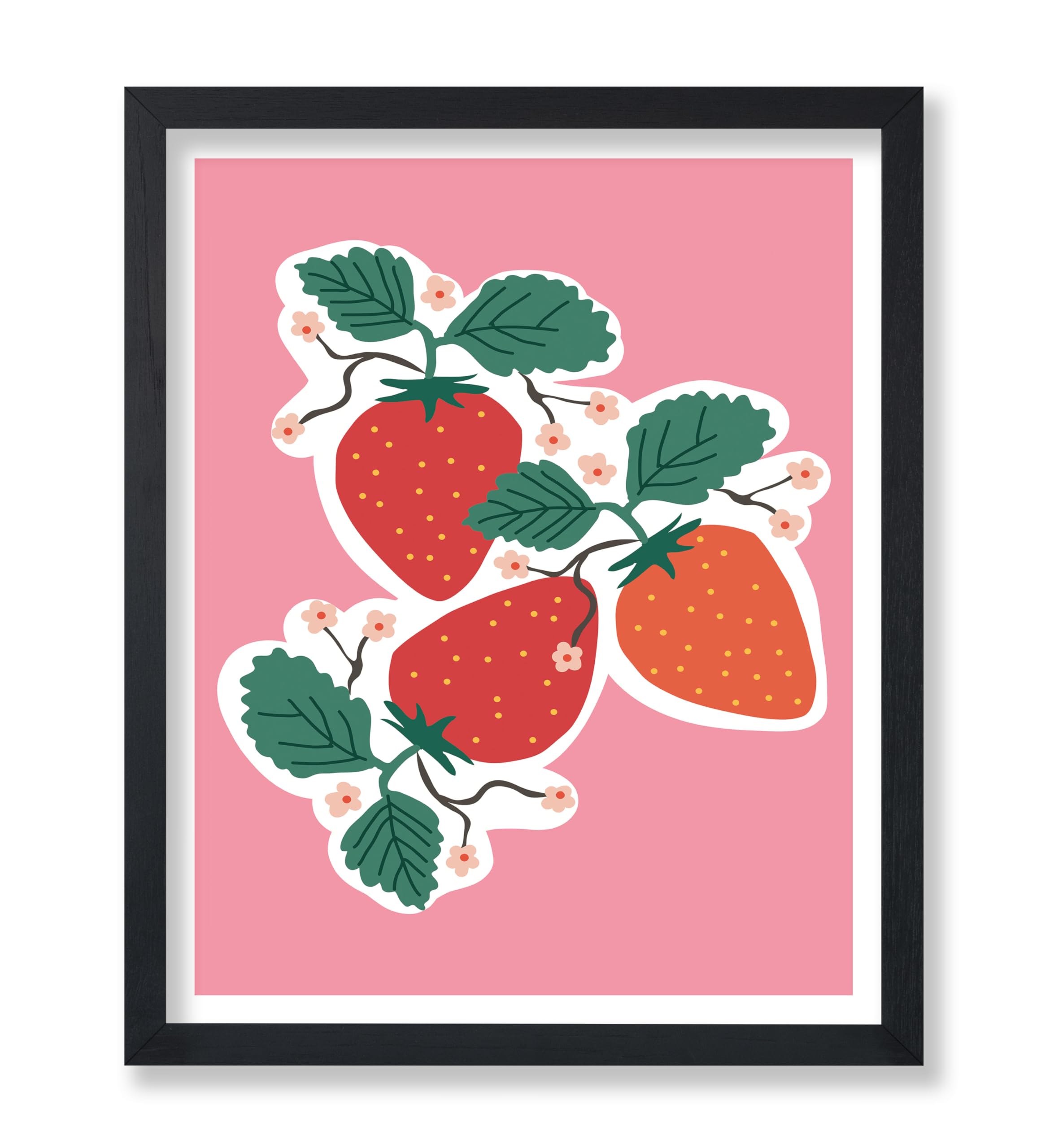 Poster Master Flower & Strawberry Poster - Retro Strawberry Print ...