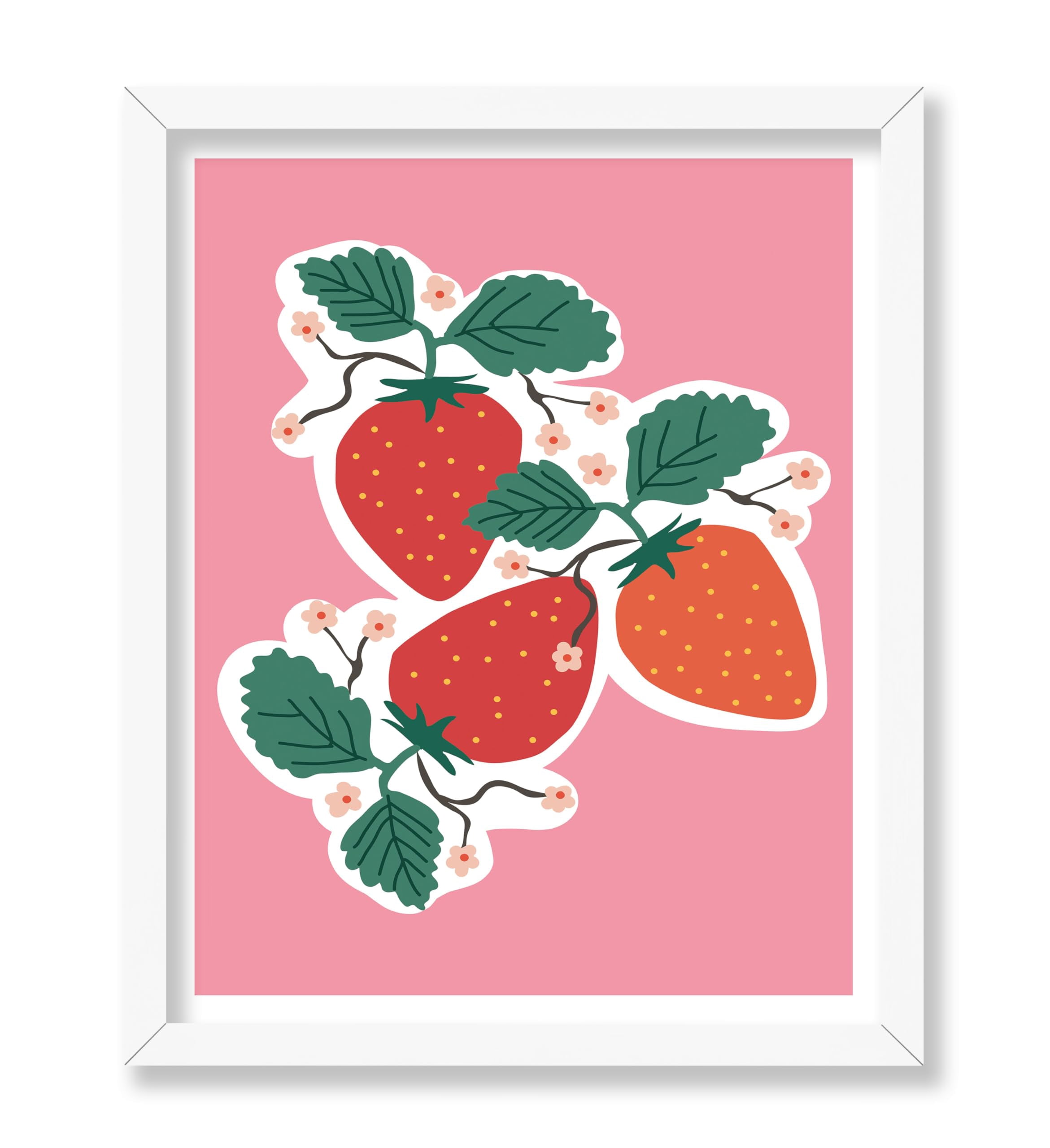 Poster Master Flower & Strawberry Poster - Retro Strawberry Print ...