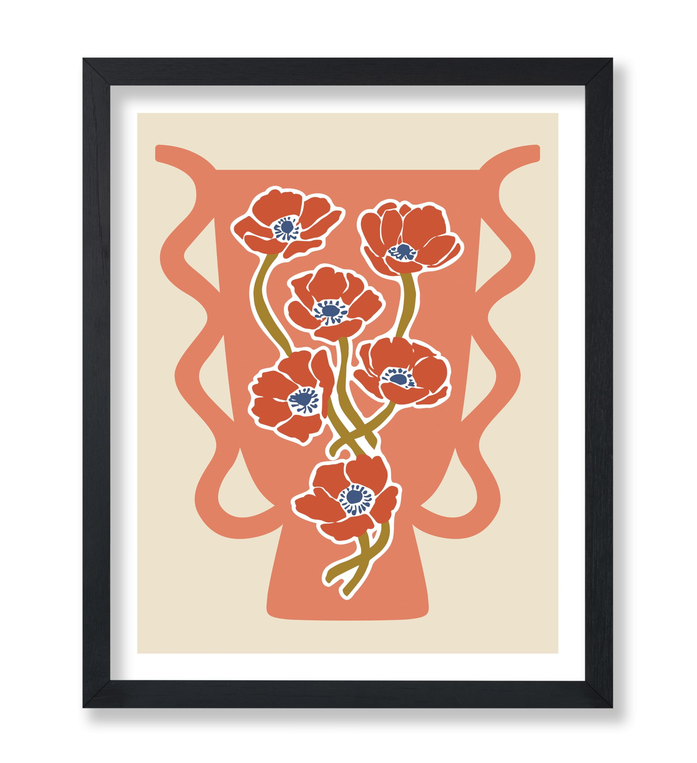 Poster Master Flower Vase Poster - Retro Red Flowers Print - Floral Art ...