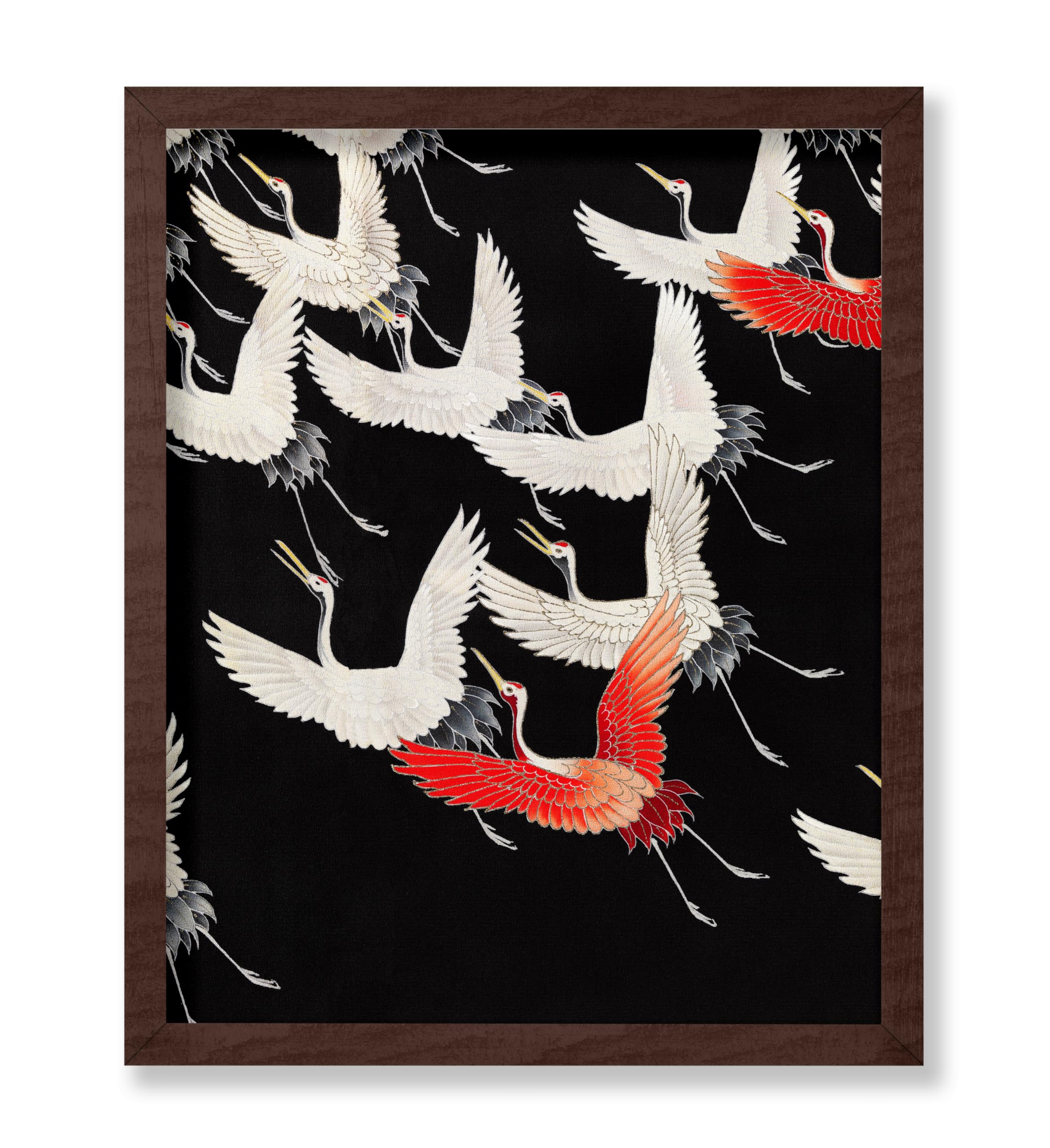 Poster Master Flying Cranes Poster - Red White Cranes Print - Japanese ...
