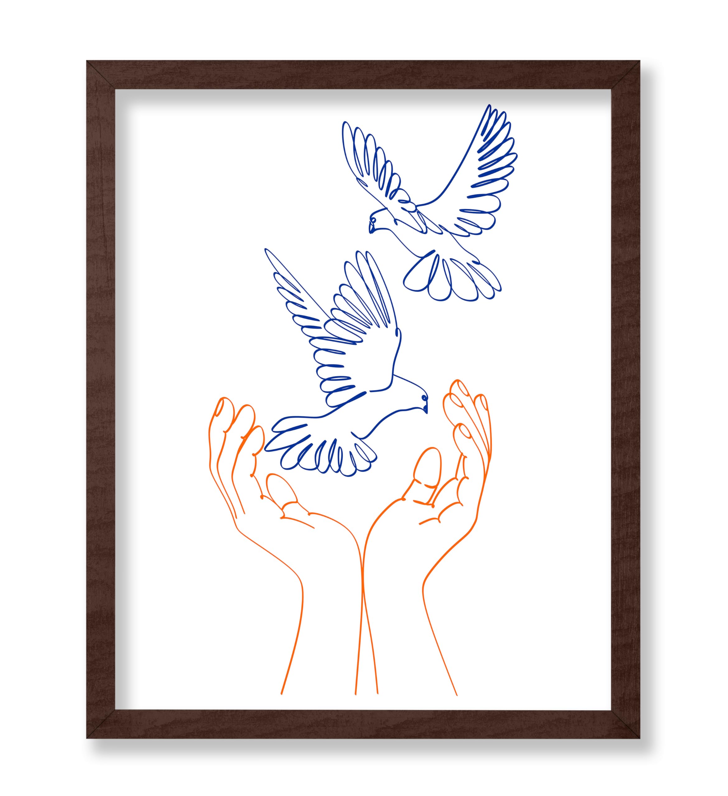 Poster Master Flying Doves Poster - Hands Print - Bird Art - Line Art ...