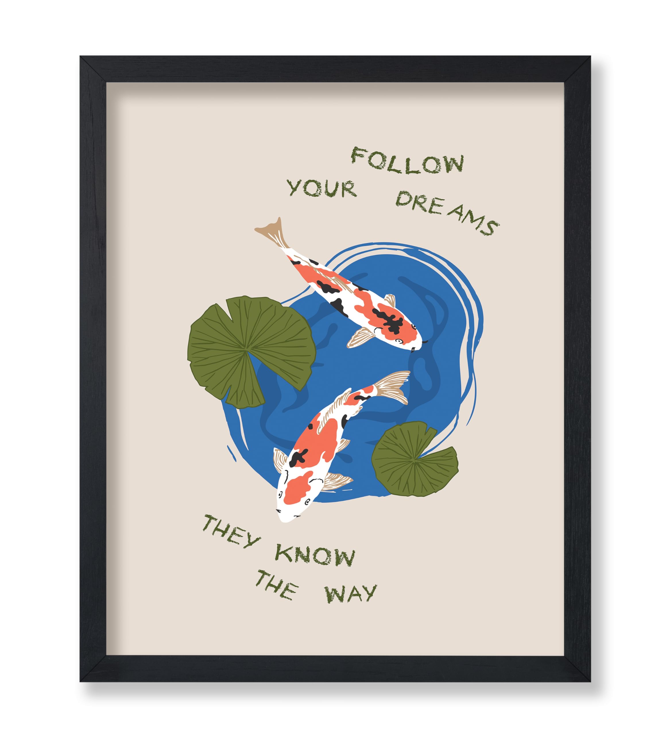 Poster Master Follow Your Dreams Poster - Retro Koi Fish Print ...