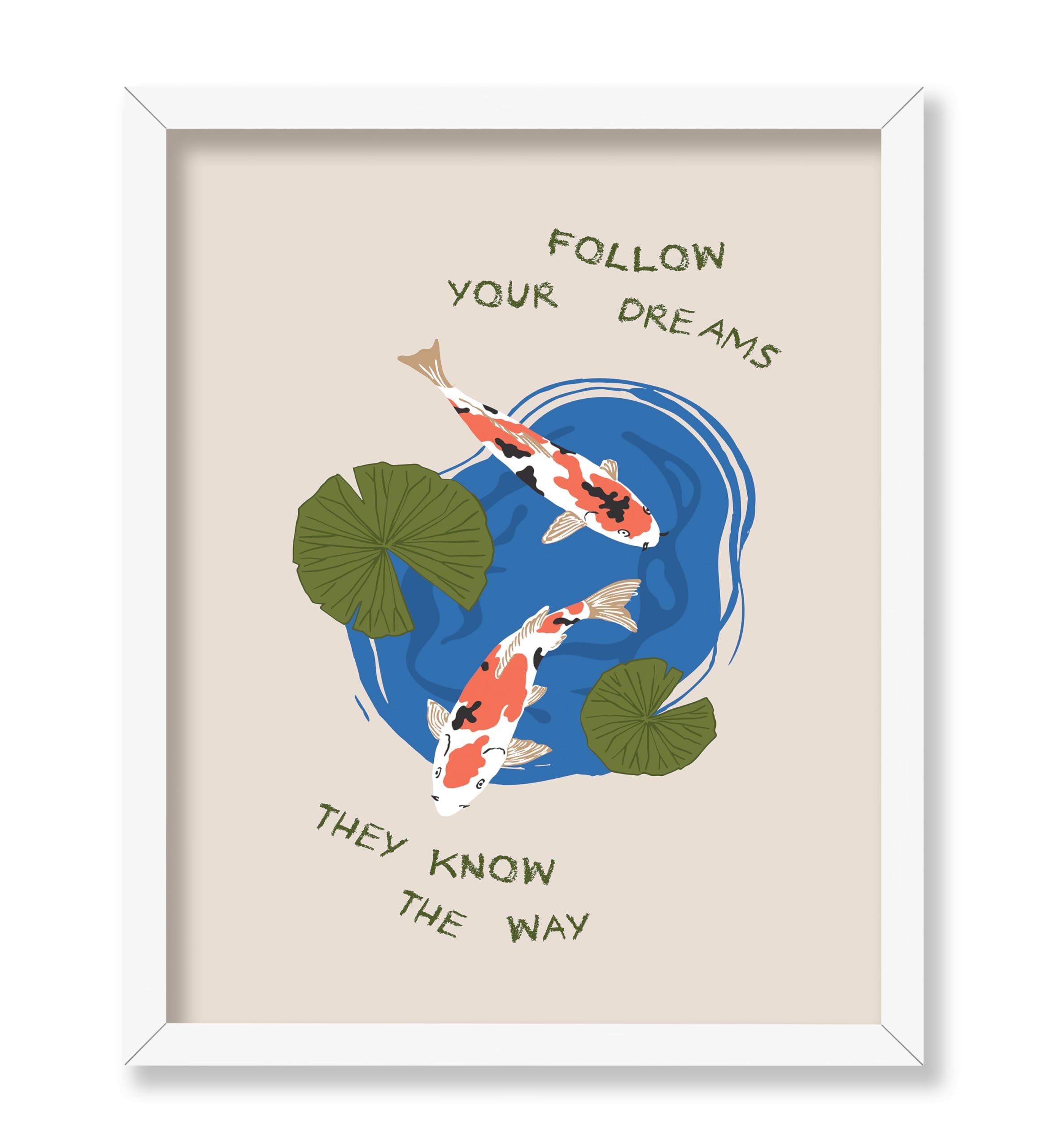Poster Master Follow Your Dreams Poster - Retro Koi Fish Print ...