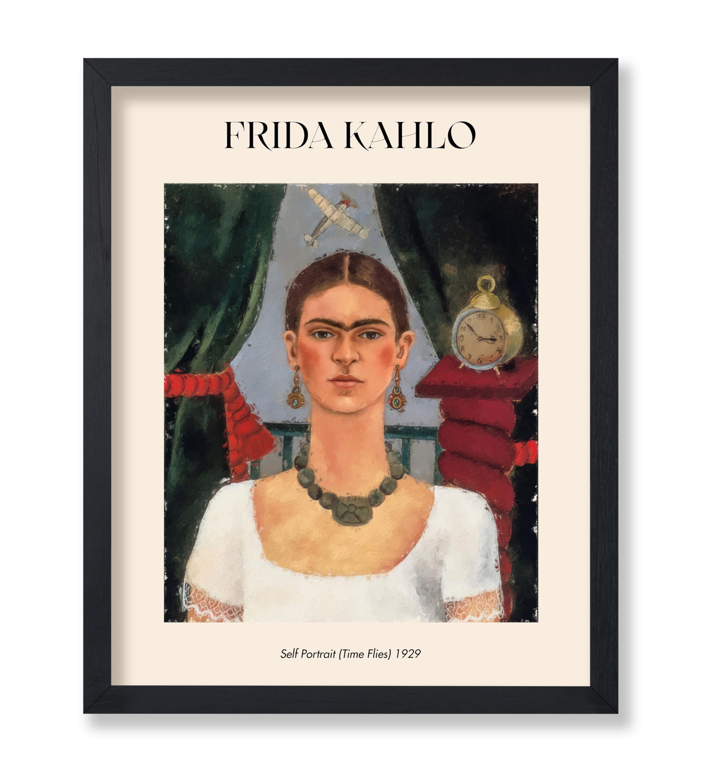 Poster Master Frida Poster - Self Portrait Dedicated to Dr Eloesser Print - Flower Art - Mexican ...