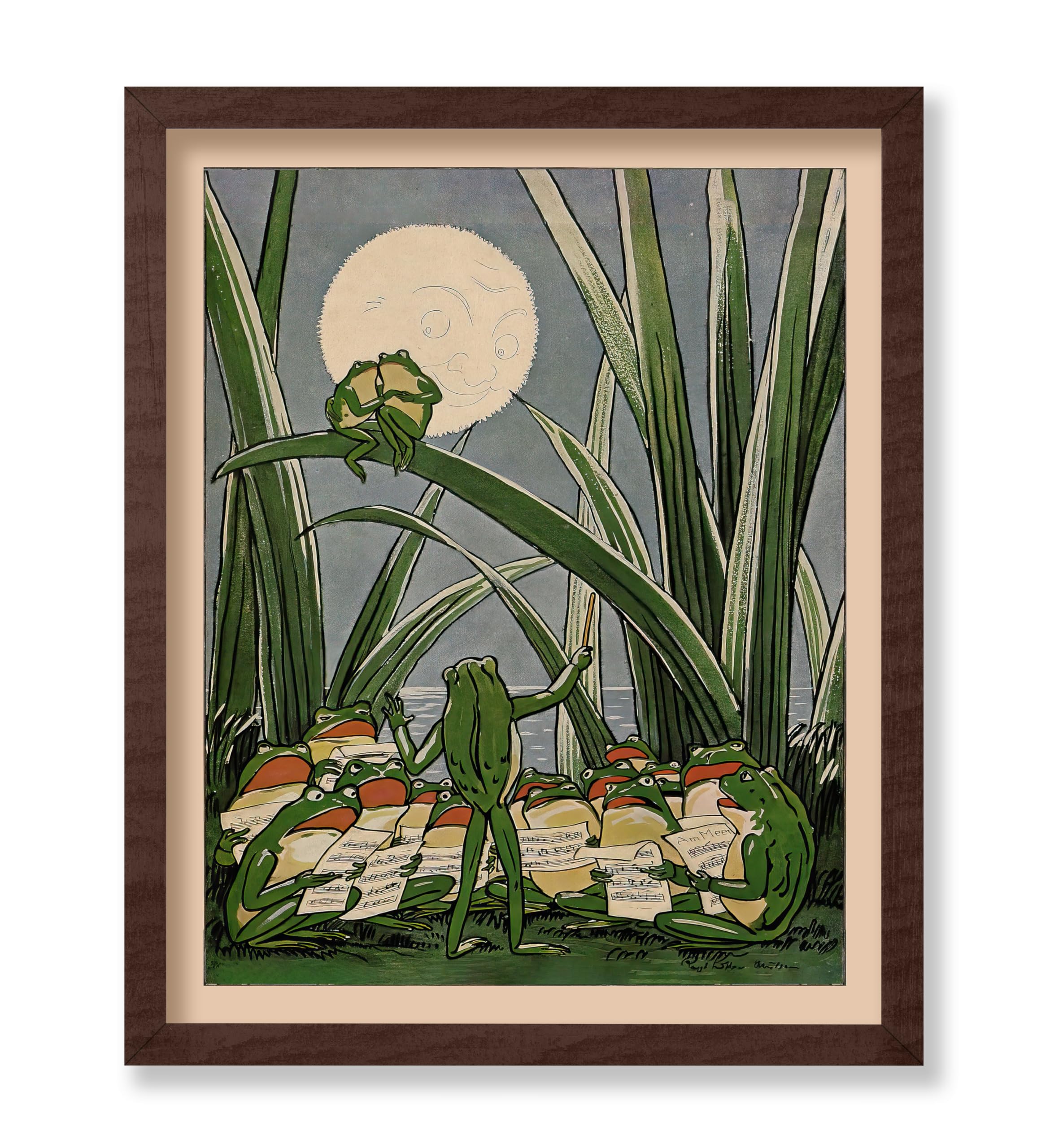 Poster Master Frogs Under The Moon Poster - Frog Print - Moon Art ...