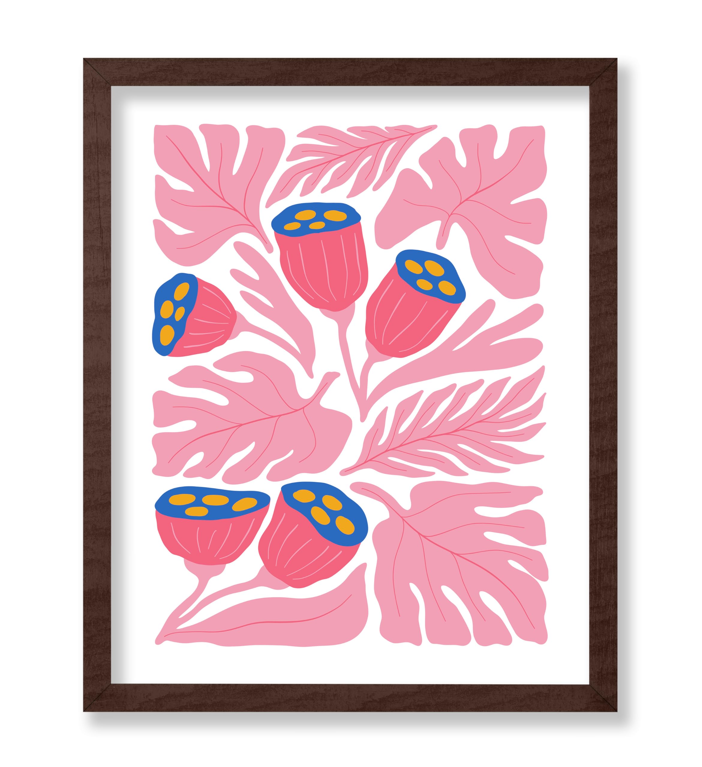 Poster Master Fruit Poster - Retro Pink Monstera Leaves Print - Modern ...