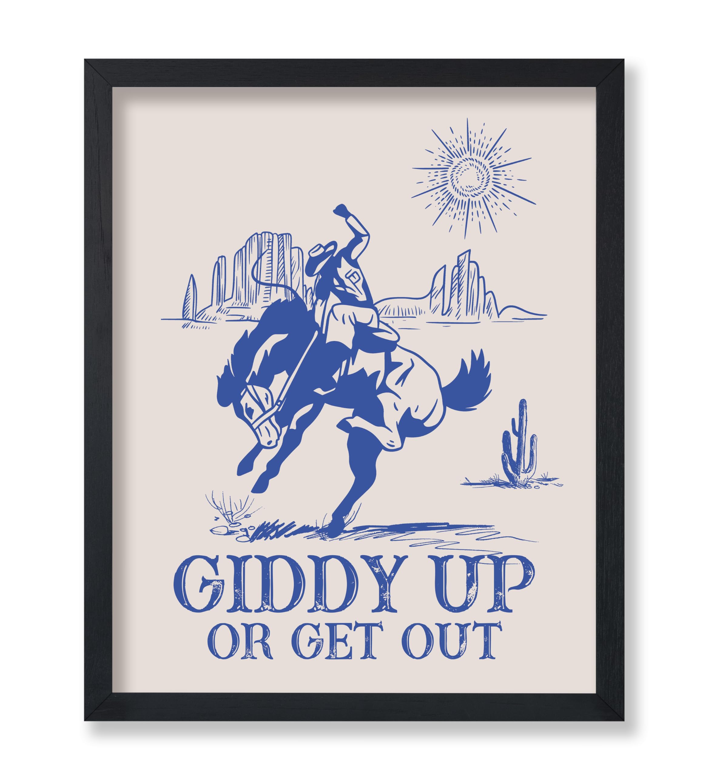 Poster Master Giddy Up Or Get Out Poster - Retro Blue Cowgirl Print ...