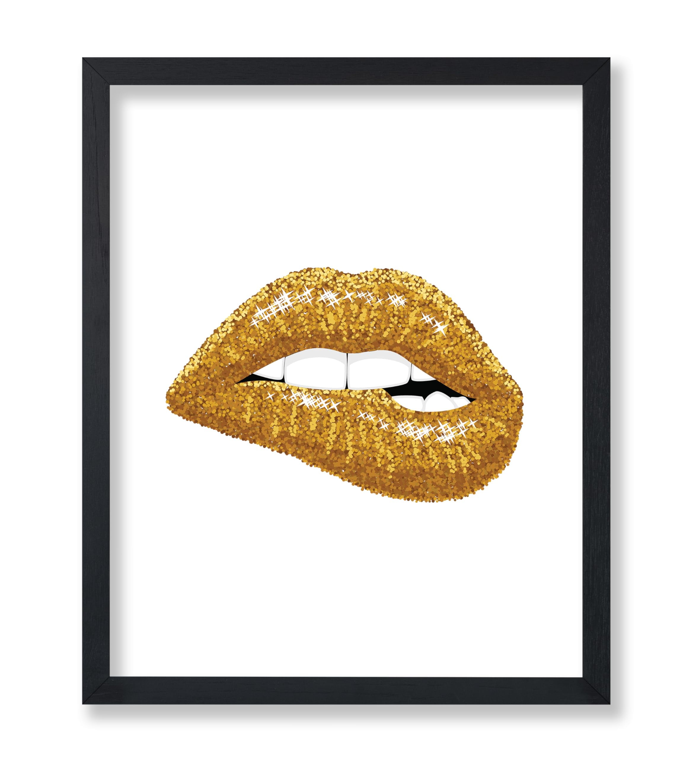 Poster Master Gold Lips Poster - Lip Bite Print - Modern Art - Trendy ...