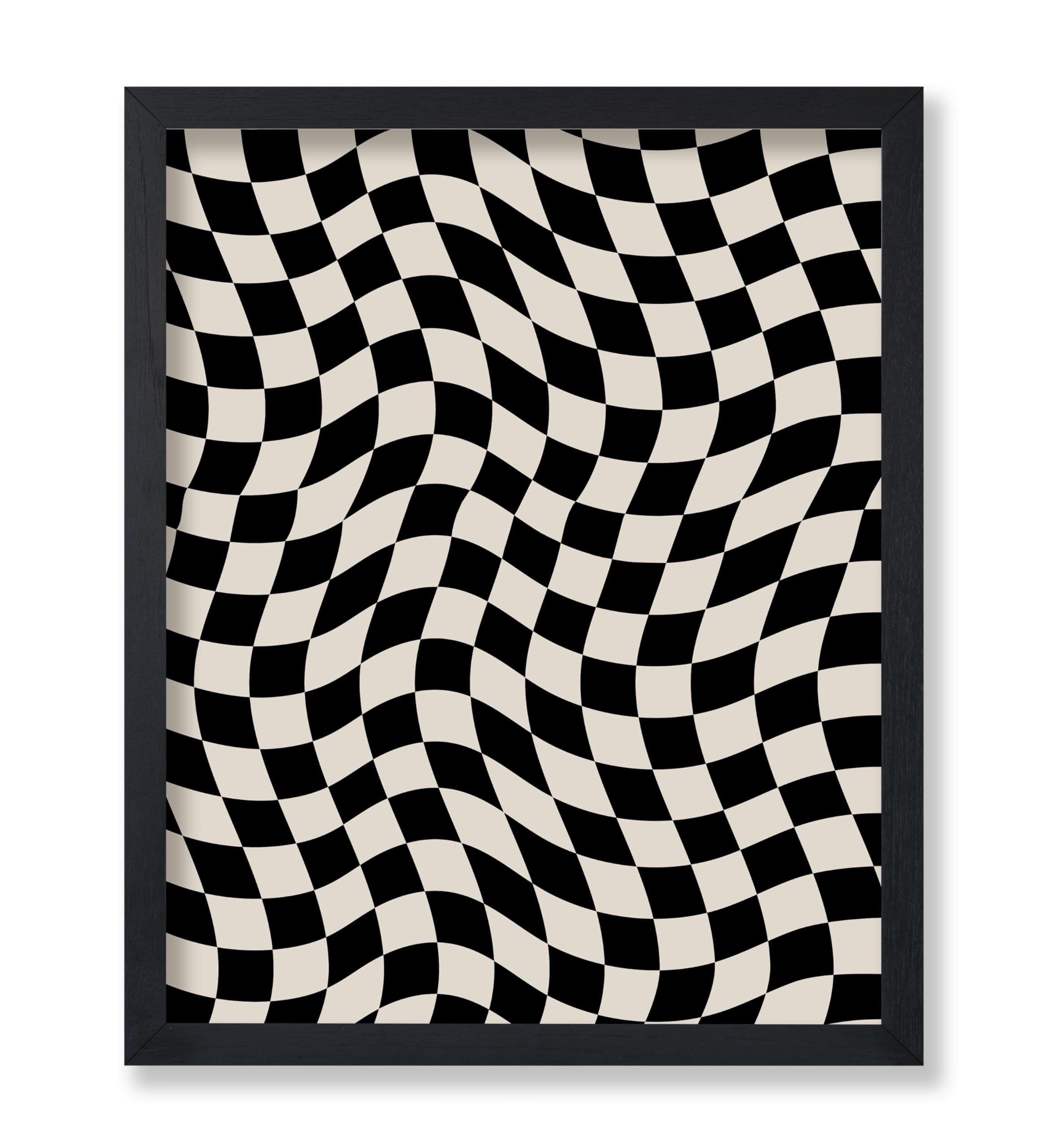 Poster Master Groovy Checkered Poster - Retro Checkered Print - Black ...