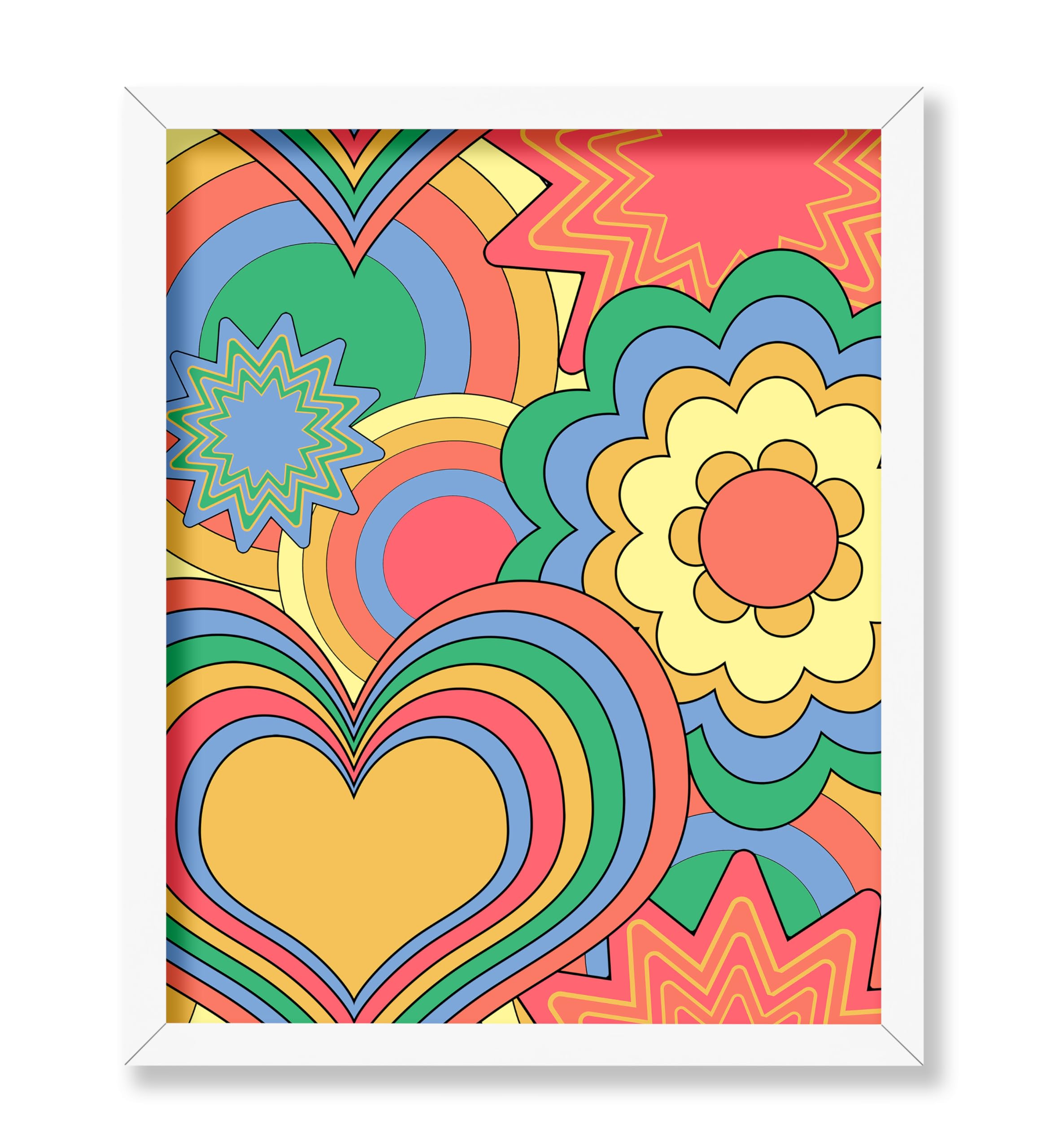 Poster Master Groovy Shapes Poster - Retro Rainbow Print - Heart Art ...