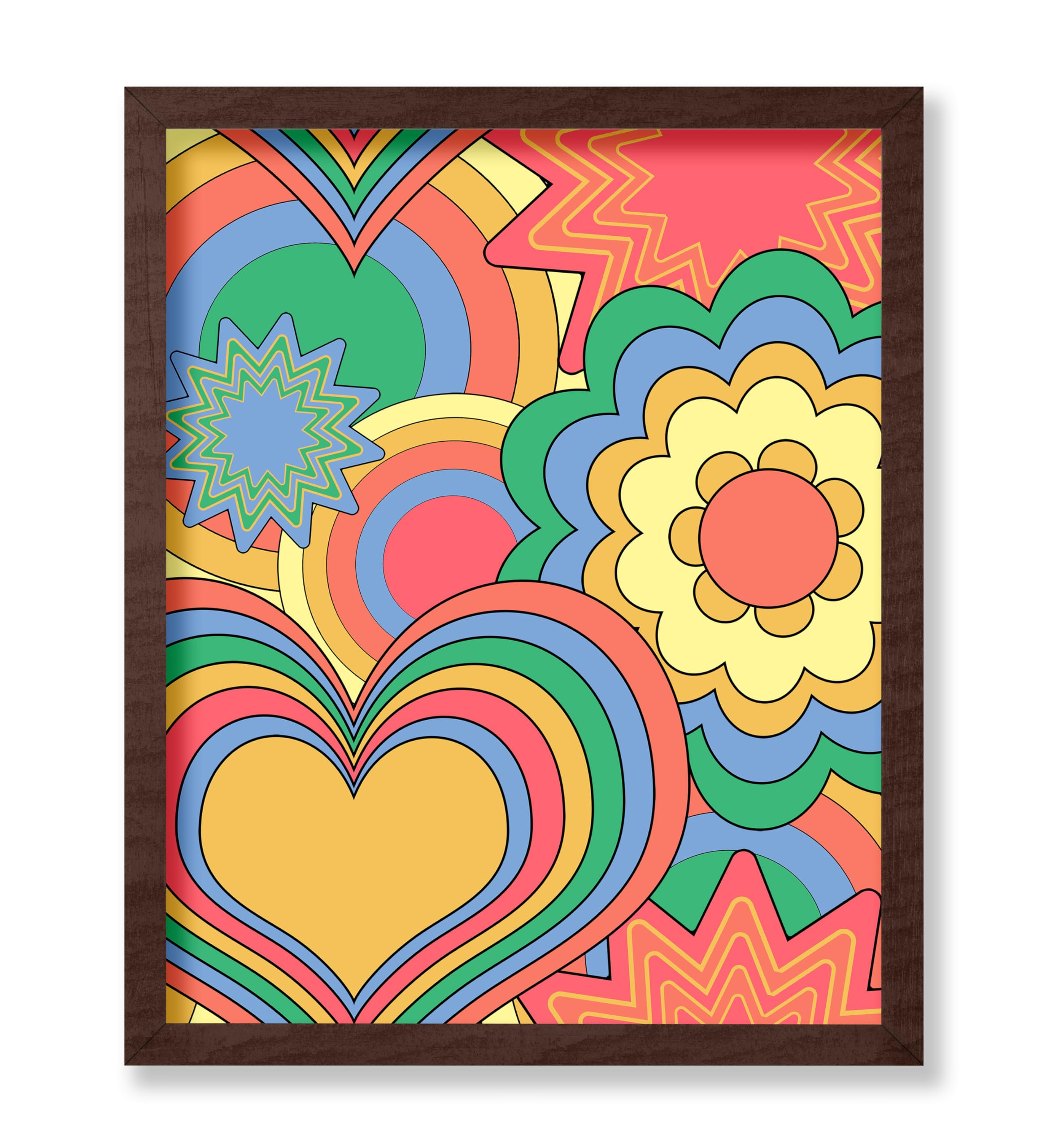 Poster Master Groovy Shapes Poster - Retro Rainbow Print - Heart Art ...