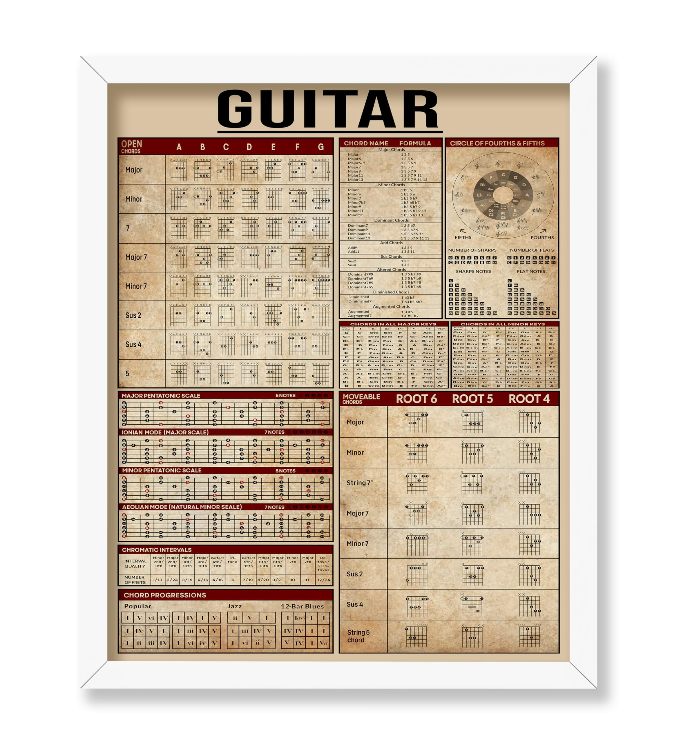 Poster Master Guitar Poster - Guitar Knowledge Print - Infographic Art ...