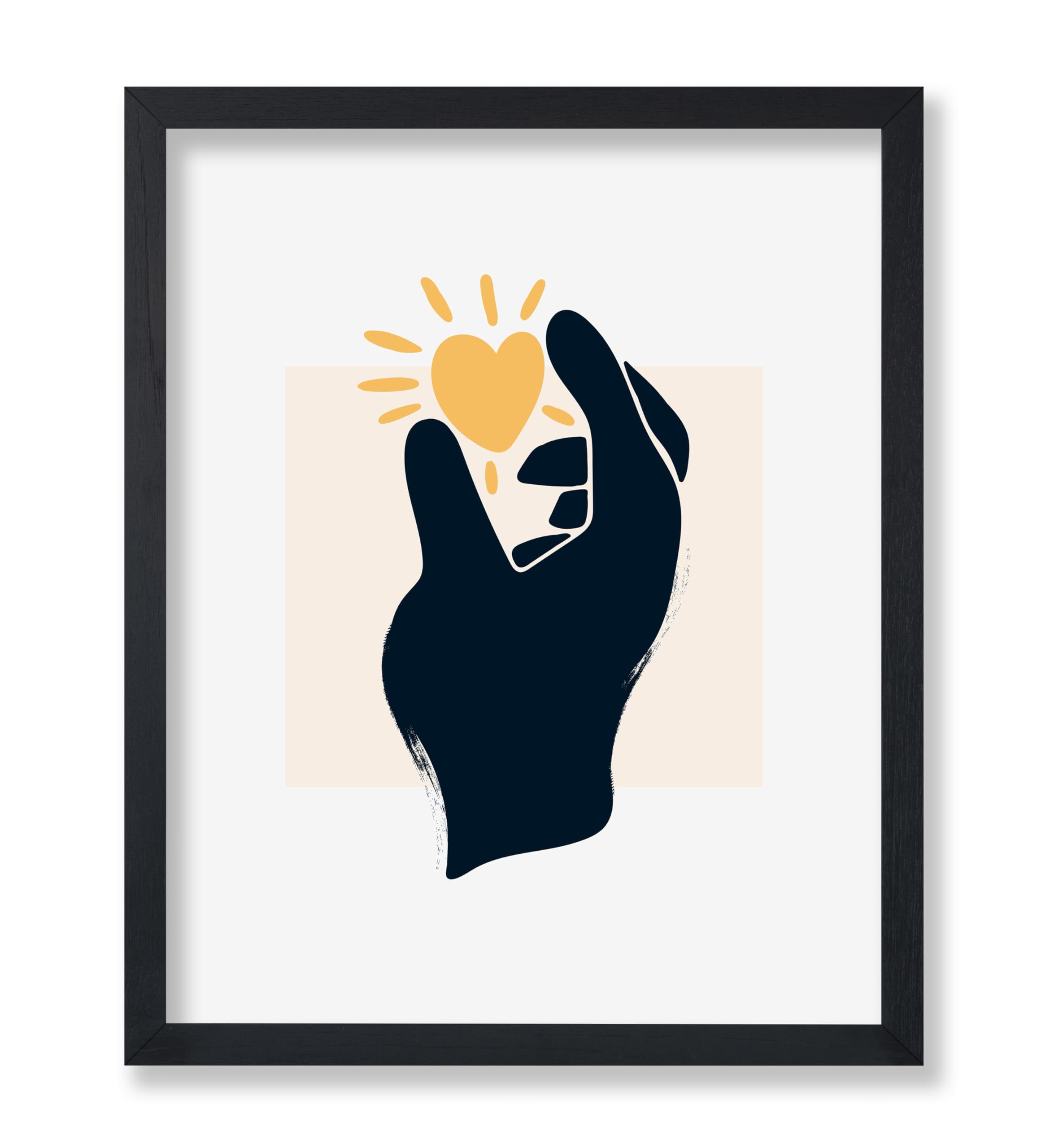 Poster Master Hand Poster - Retro Heart Print - Hand Sign Art - Sun Art ...
