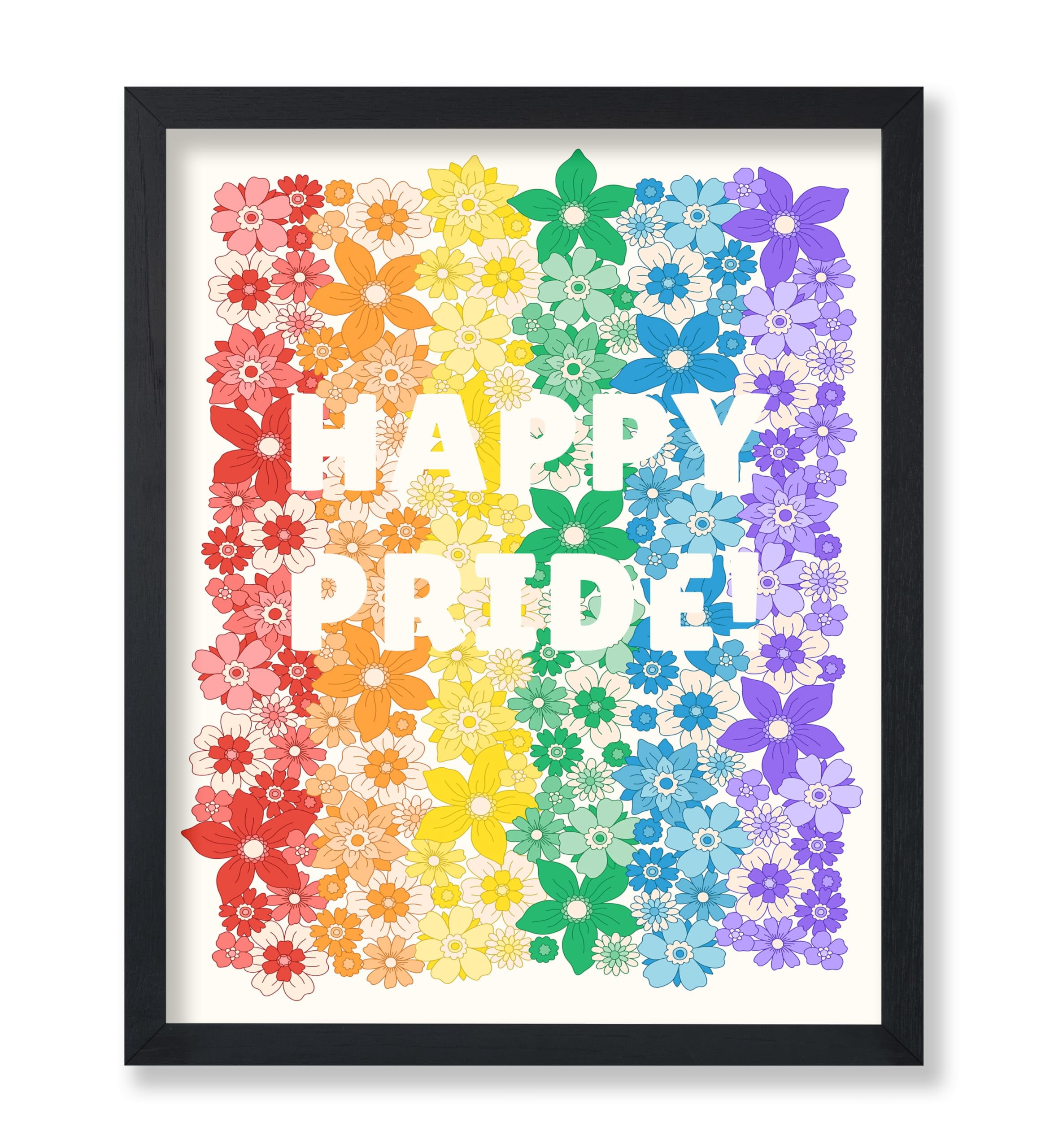 Poster Master Happy Pride Poster - Rainbow Flowers Print - Celebration ...