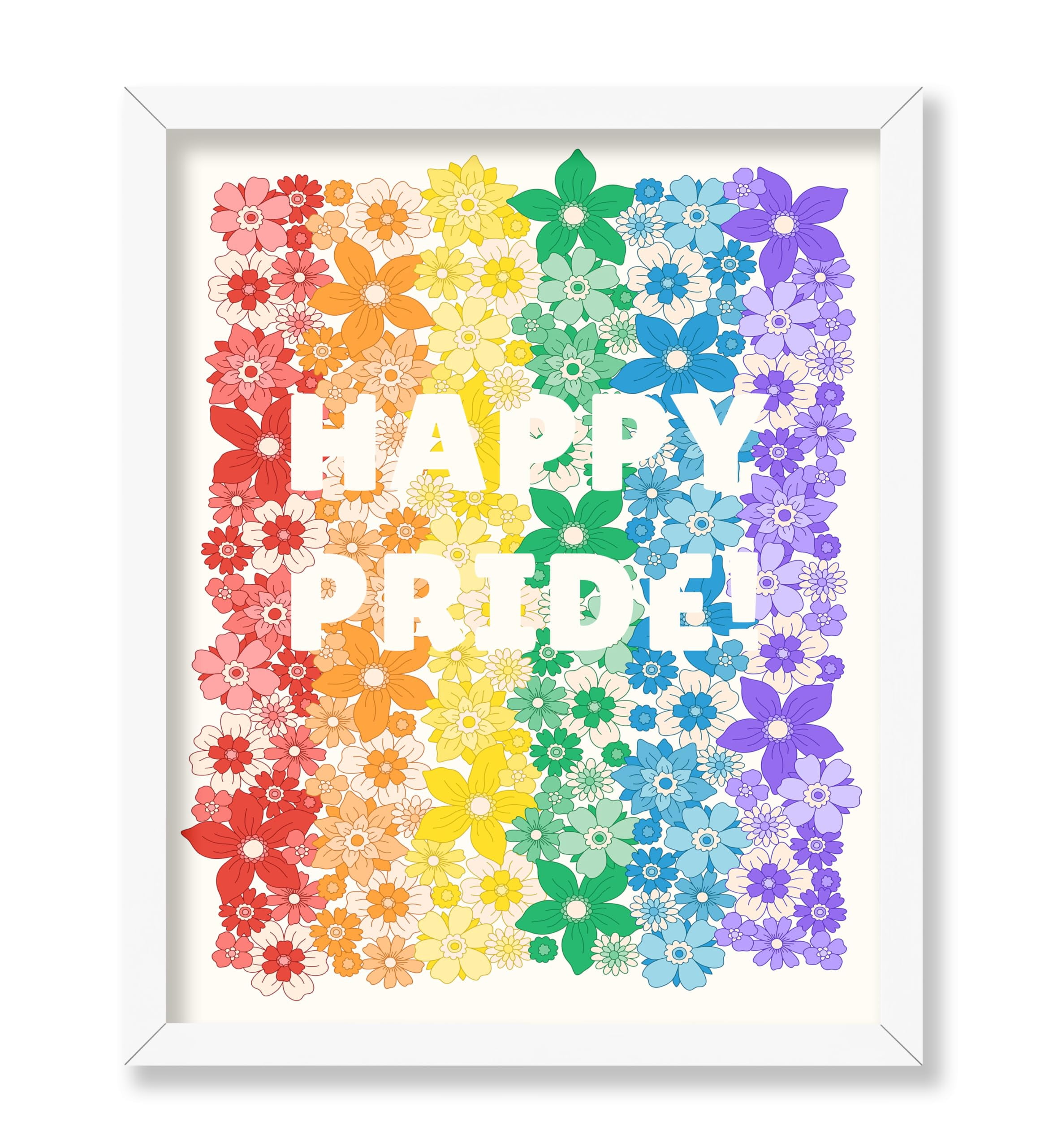 Poster Master Happy Pride Poster - Rainbow Flowers Print - Celebration ...