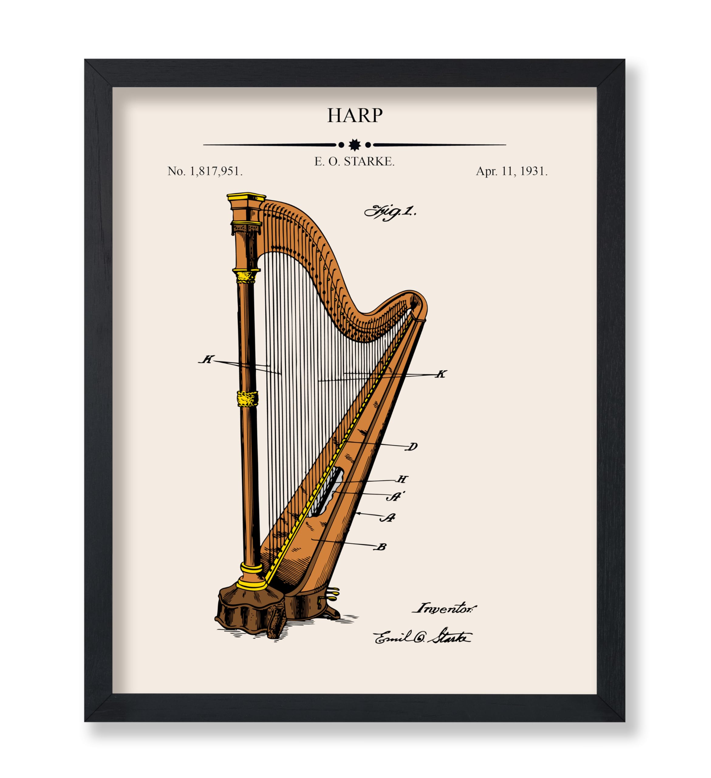 Poster Master Harp Blueprint Poster - Harp Patent Print - Music Art ...