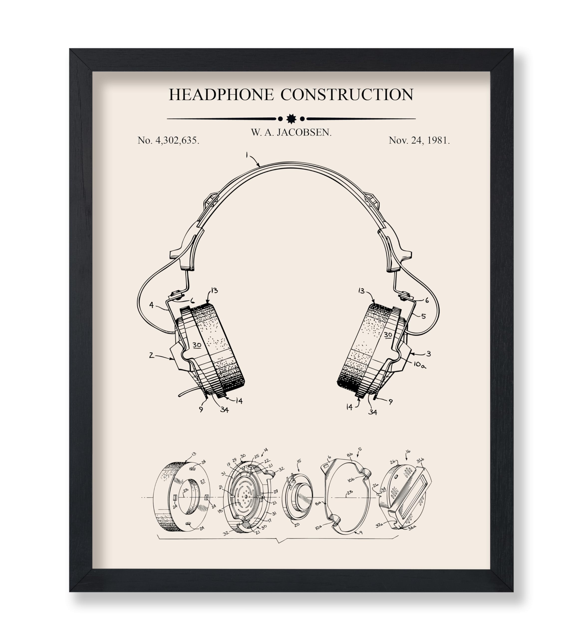 Poster Master Headphones Blueprint Poster - Headphones Patent Print ...
