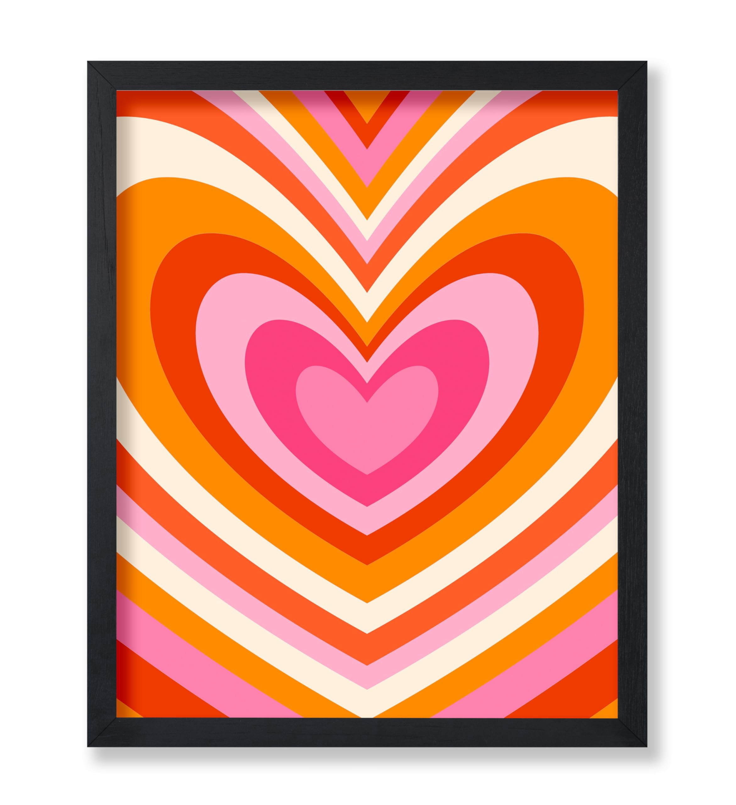 Poster Master Heart Poster - Retro Orange Heart Print - Geometric Shape ...