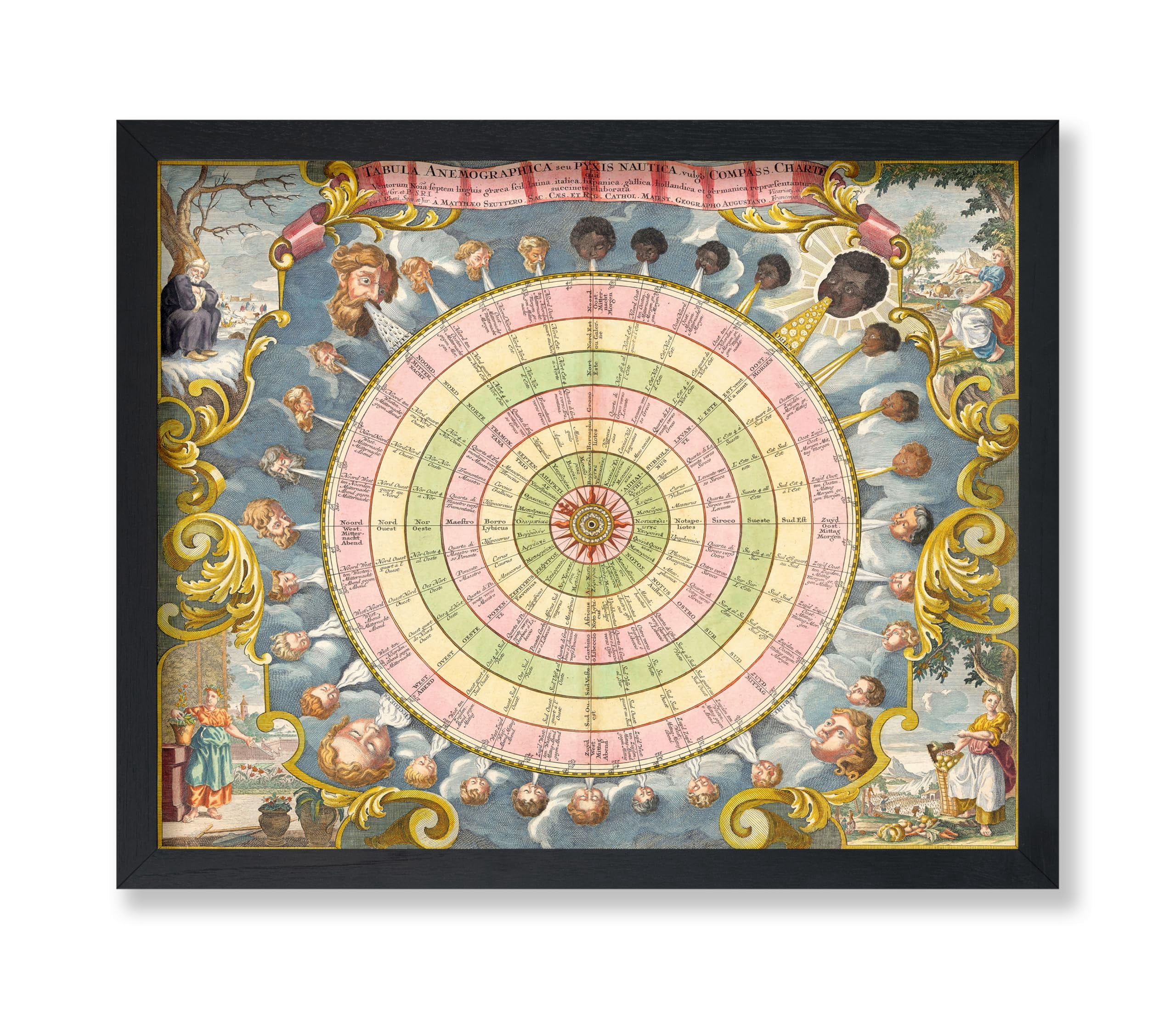 Poster Master Historic Map Print - A Map of the Winds, Vintage Zodiac ...