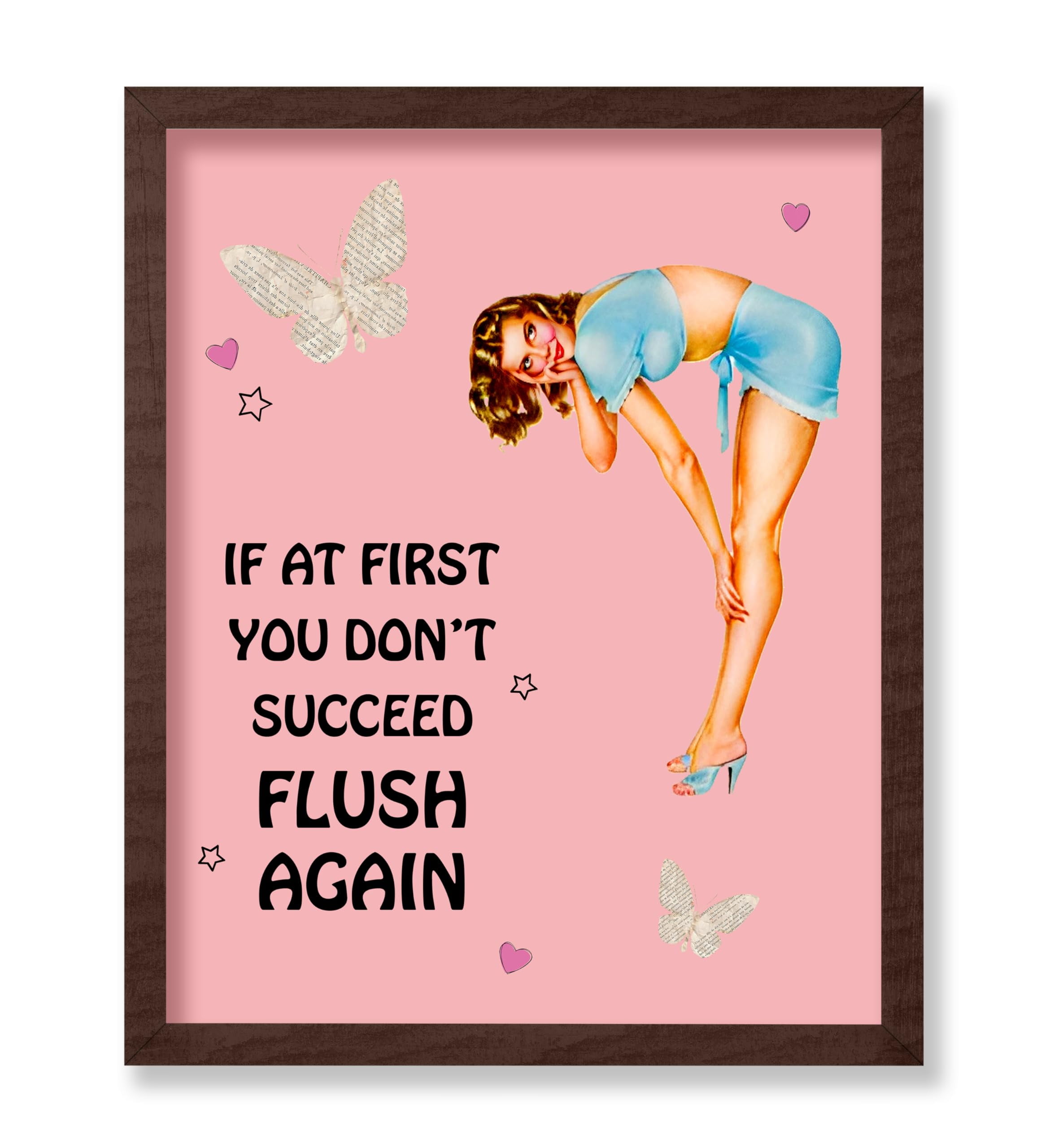 Poster Master If At First You Don't Succeed Flush Again Poster - Pin Up Girl Print - Butterfly ...