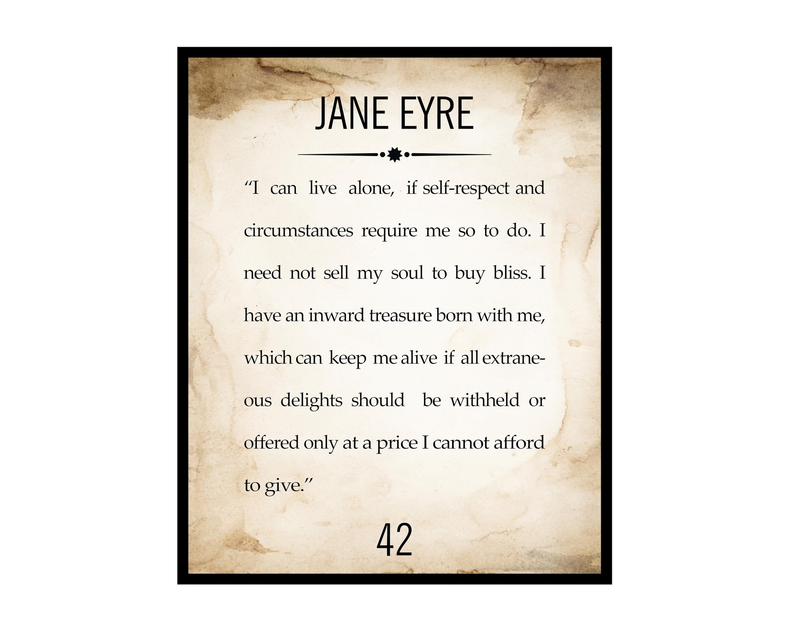 Poster Master Jane Eyre Poster - I Can Live Alone Print - Motivational ...