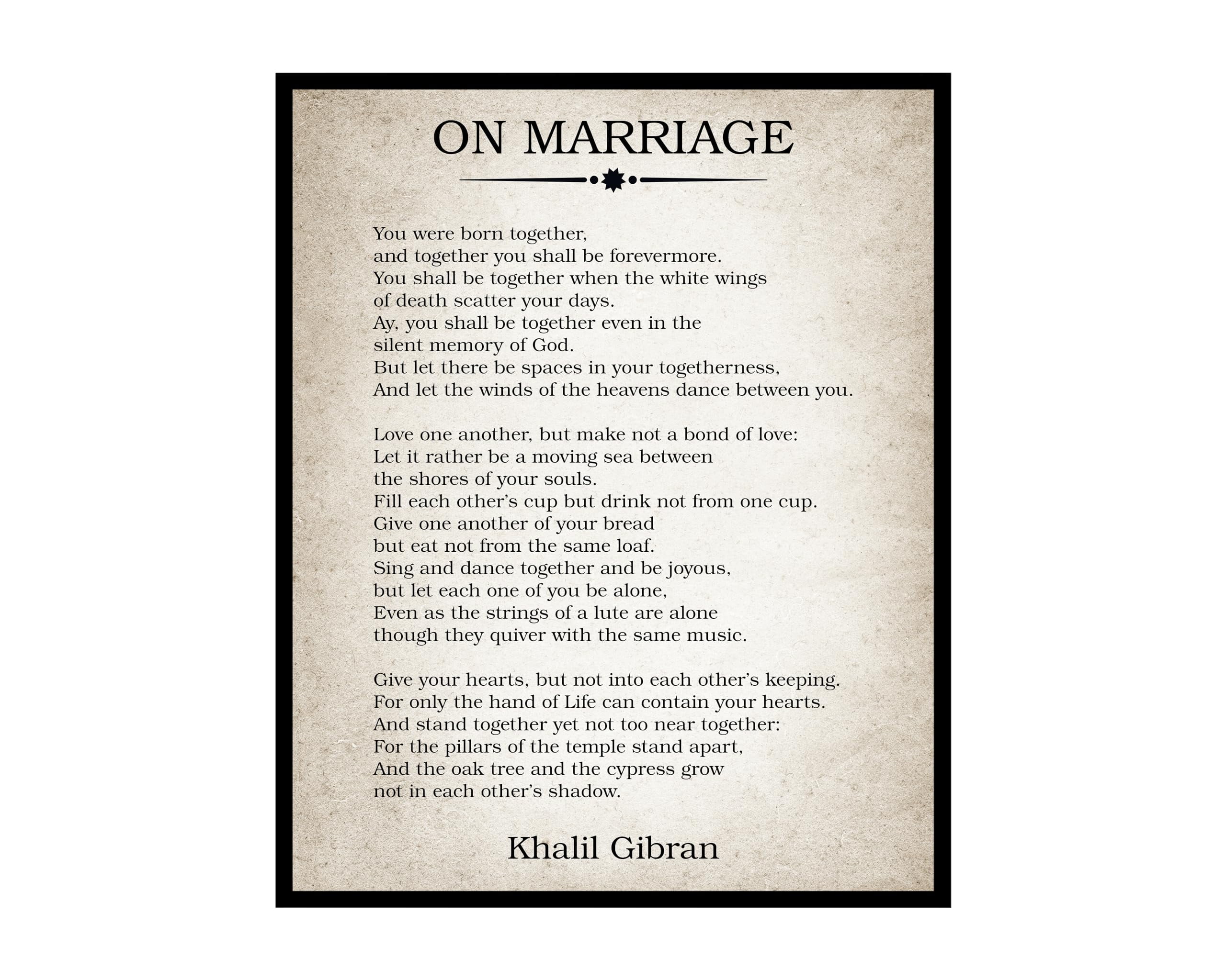 Poster Master Kahlil Gibran Poster - On Marriage Print - Motivational ...
