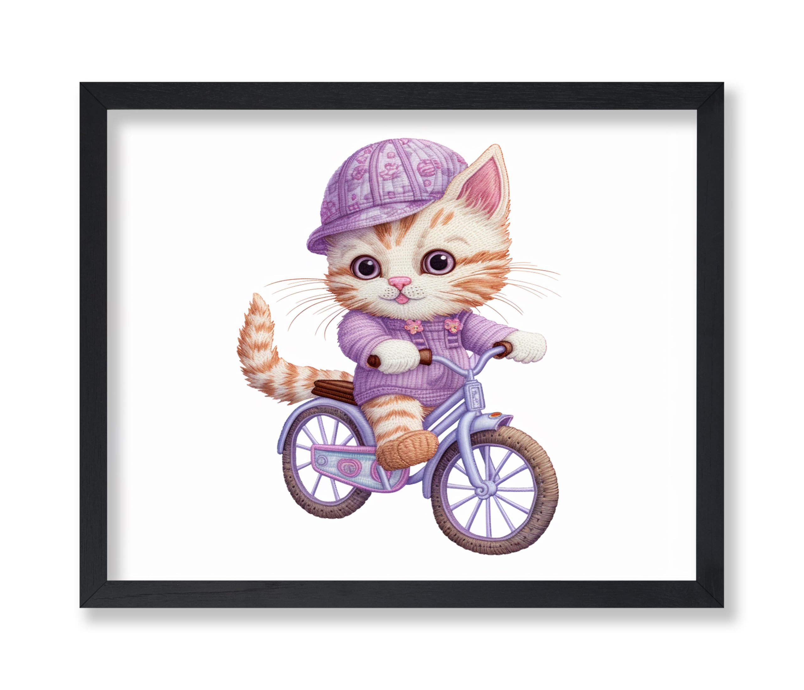 Poster Master Kitty Riding a Bicycle Poster - Cat Print - Kitten Art ...
