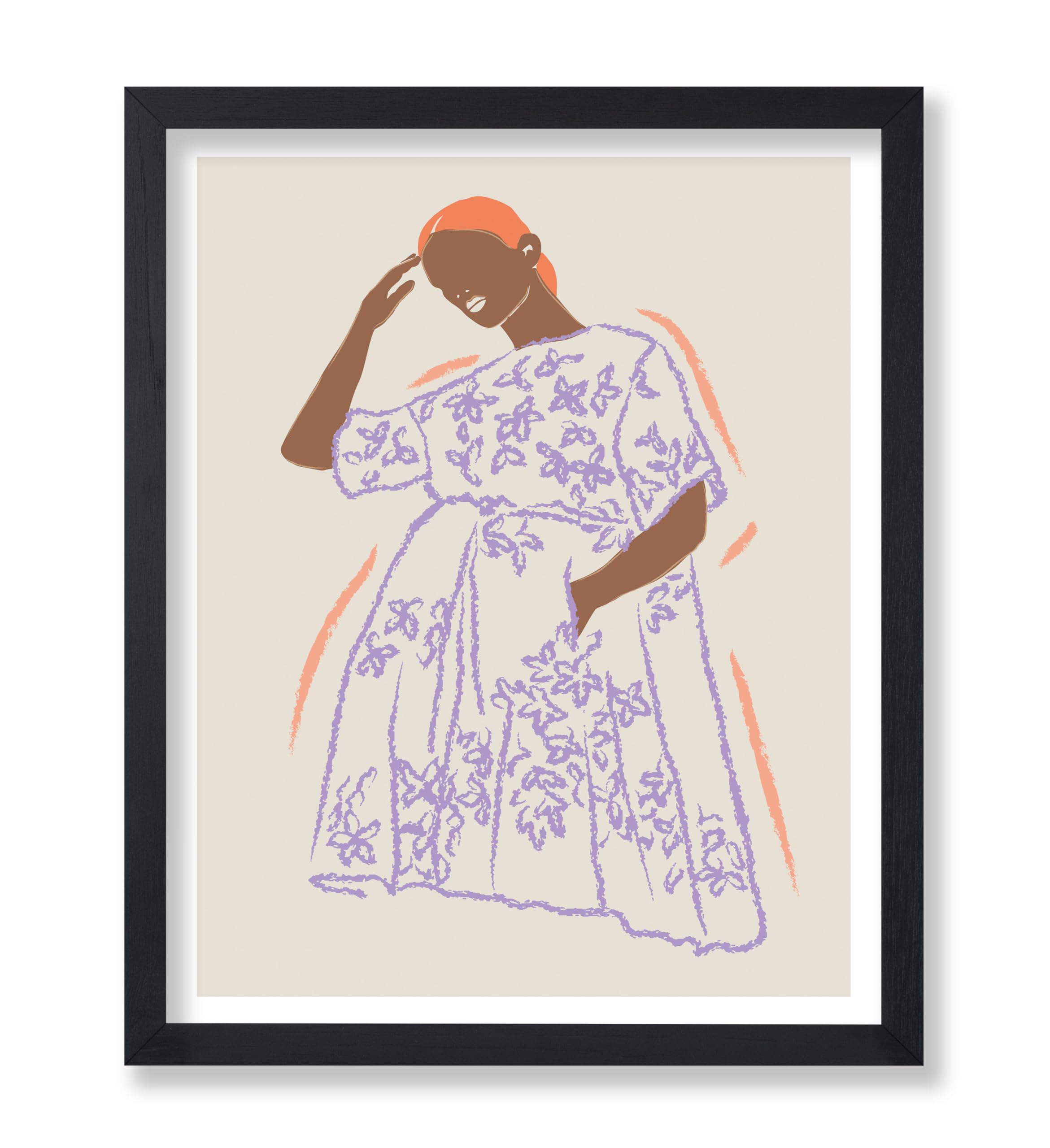Poster Master Lady in Floral Dress Poster - Retro Fashion Sketch Print ...