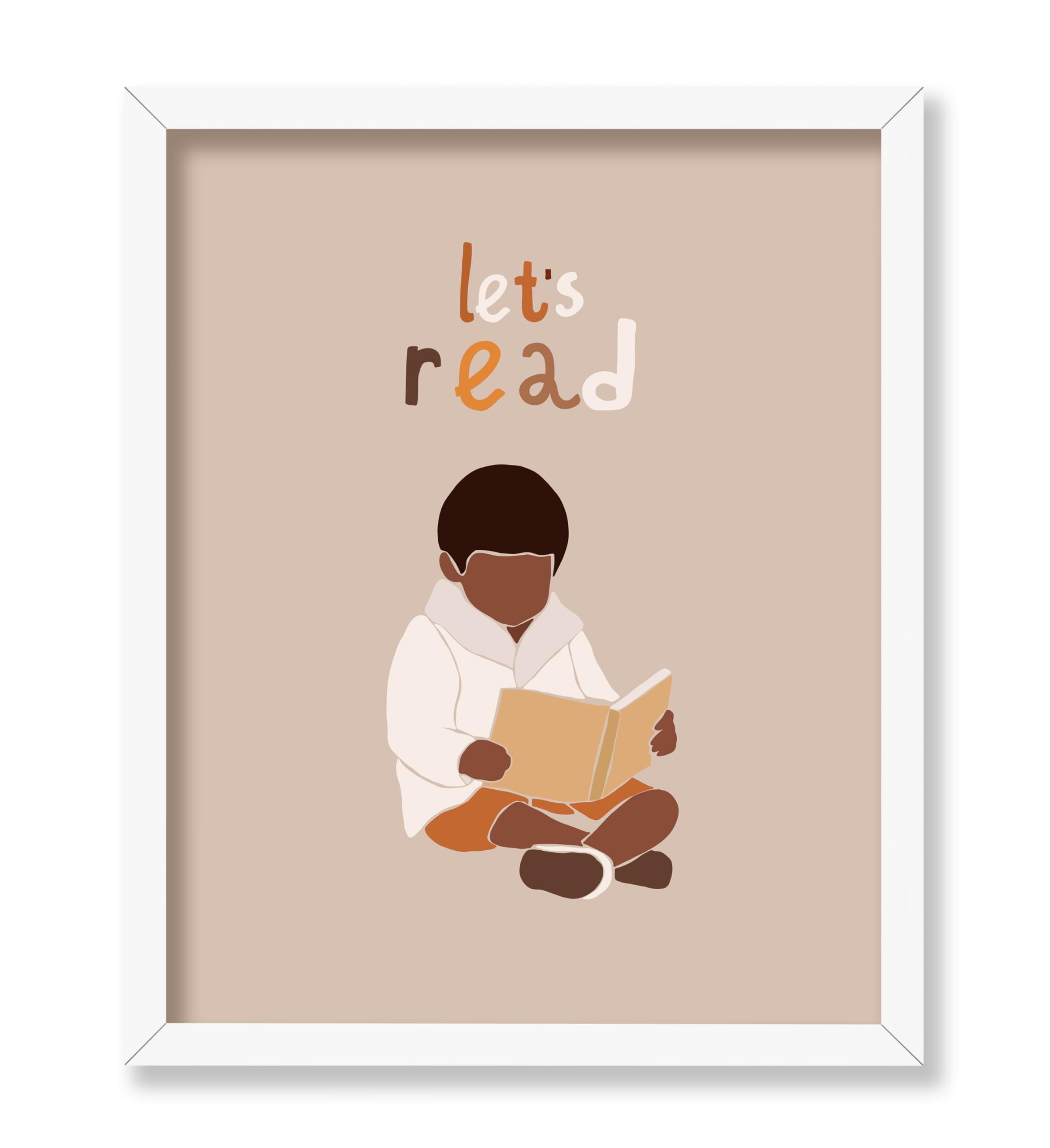 Poster Master Let's Read Poster - Retro Little Boy Reading on the Floor ...