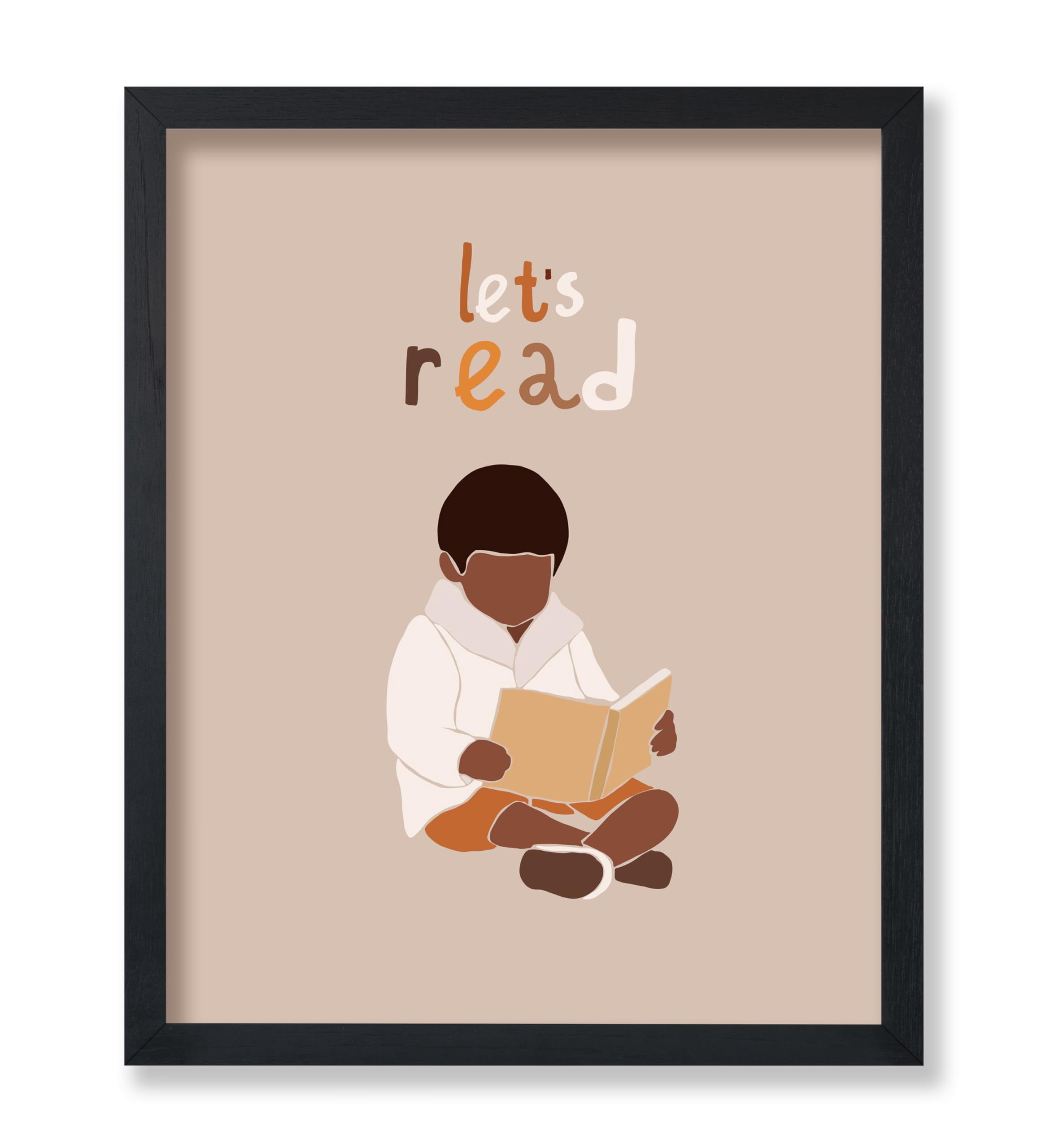 Poster Master Let's Read Poster - Retro Little Boy Reading on the Floor ...