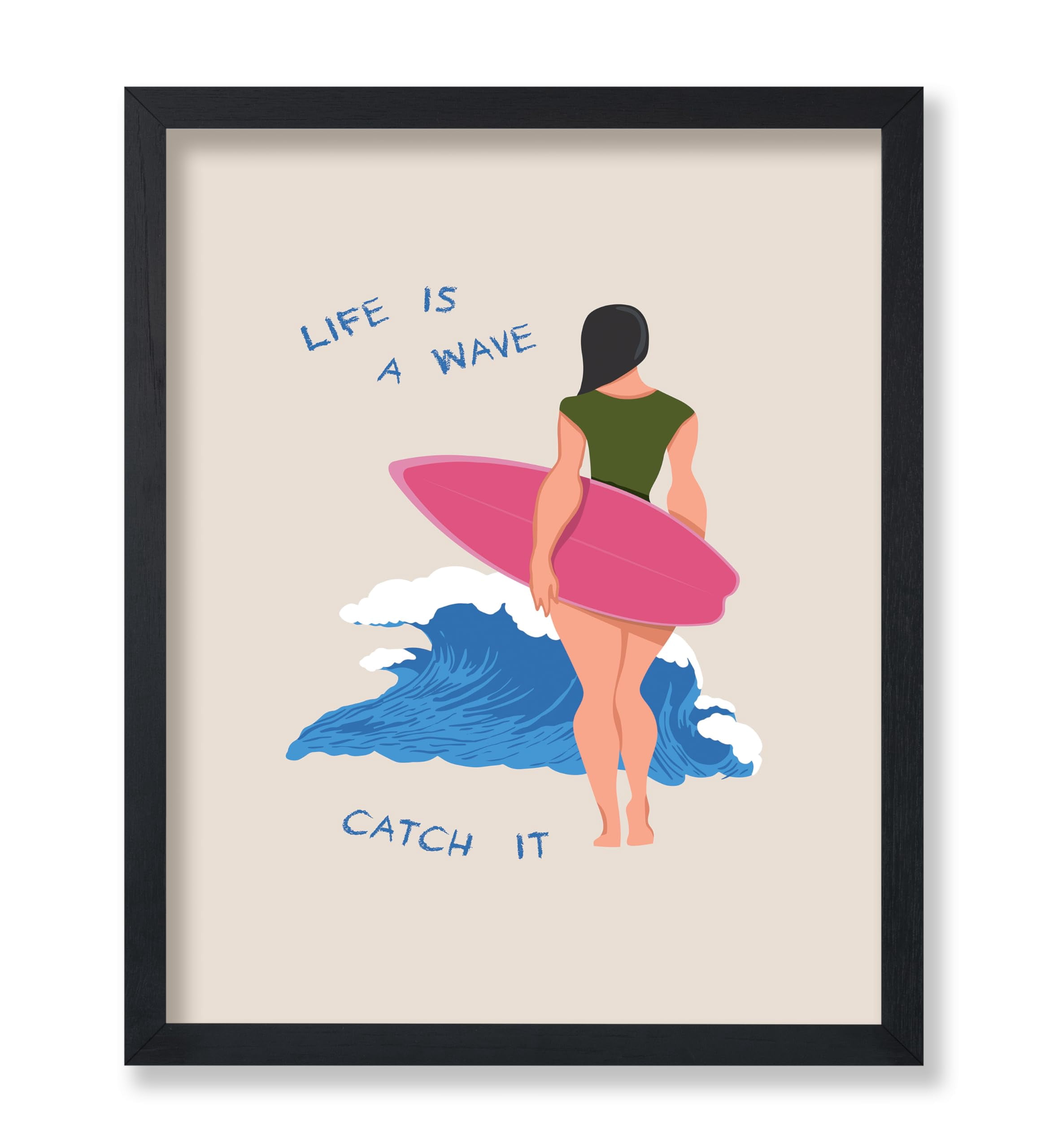 Poster Master Life Is A Wave Catch It Poster - Retro Surfing Print ...