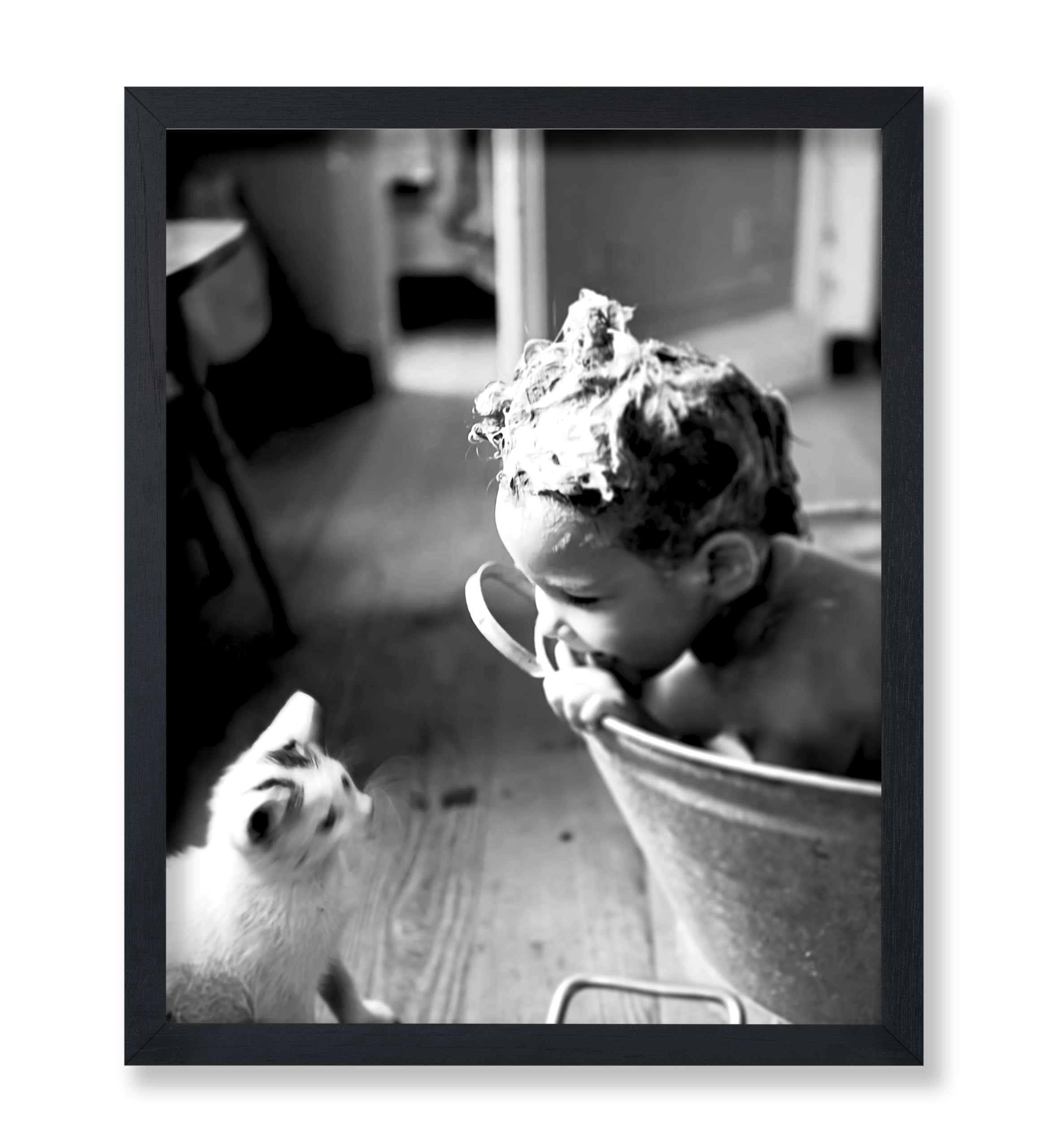 Poster Master Little Boy and Cat Poster - Boy in the Bathtub Print ...