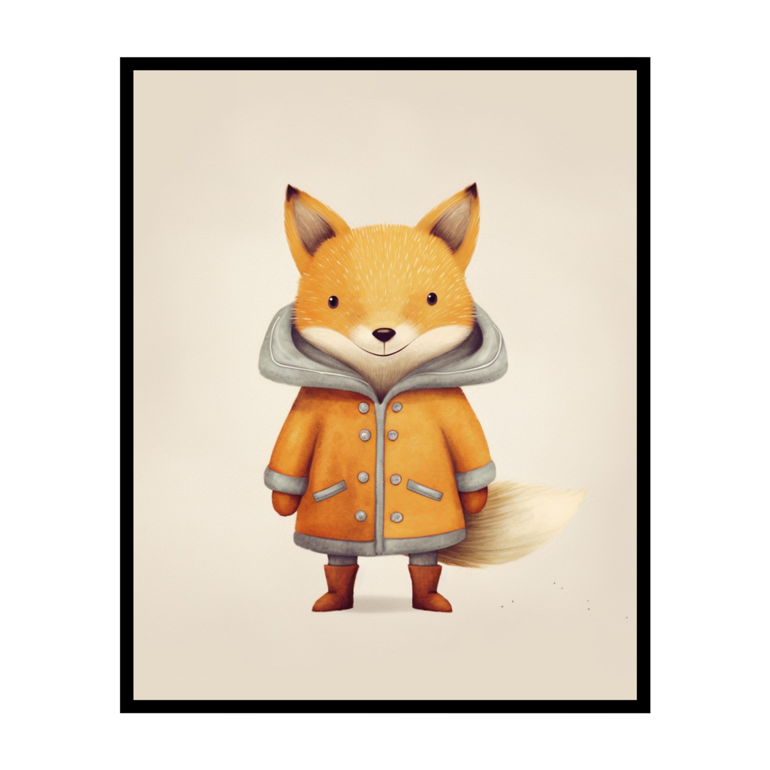 Poster Master Little Fox Poster - Fox Wearing Coat Print - Preppy Art ...