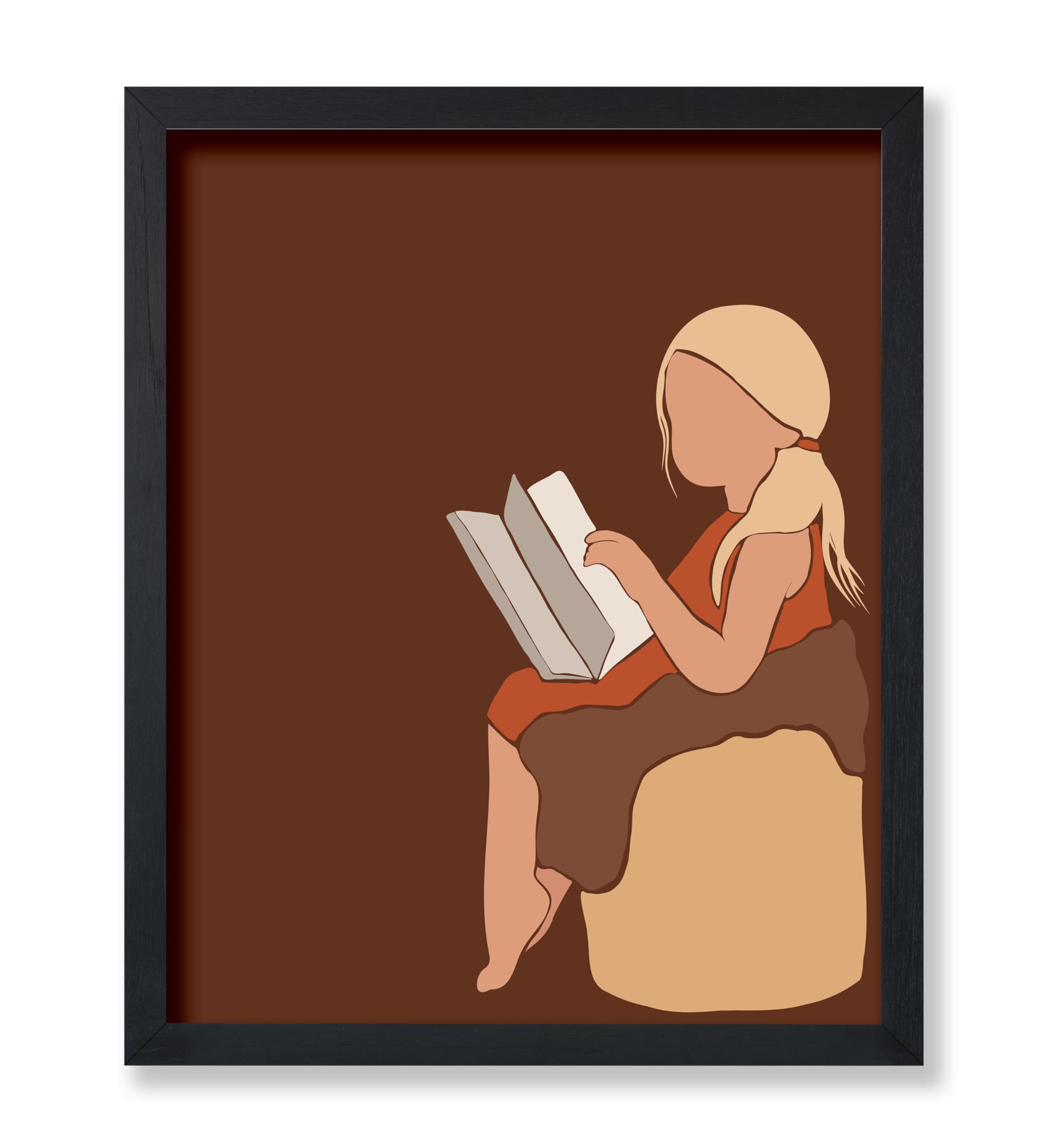 Poster Master Little Girl Reading Poster - Retro Faceless Print - Book ...