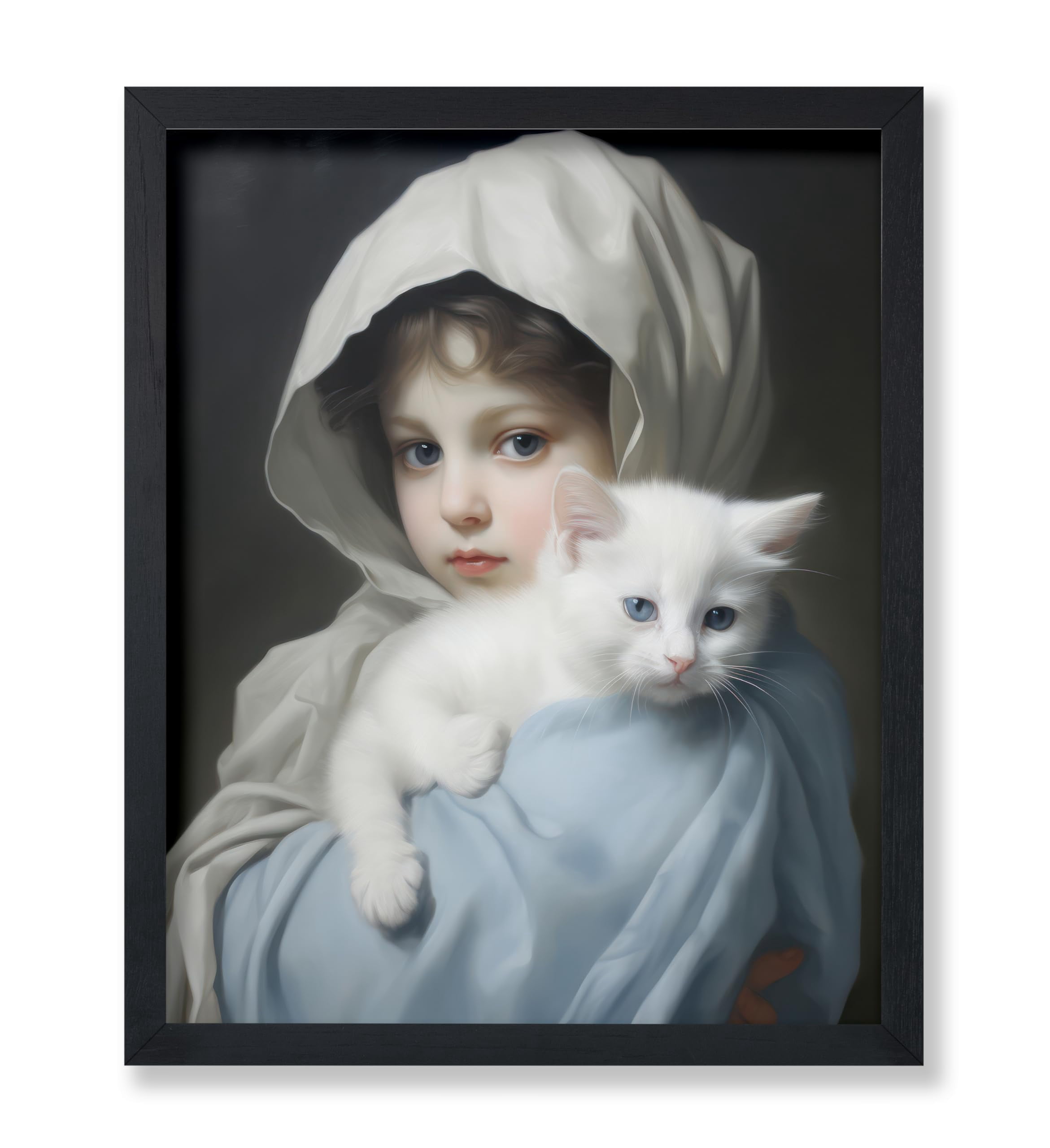 Poster Master Little Girl With A Cat Poster - White Cat Print ...