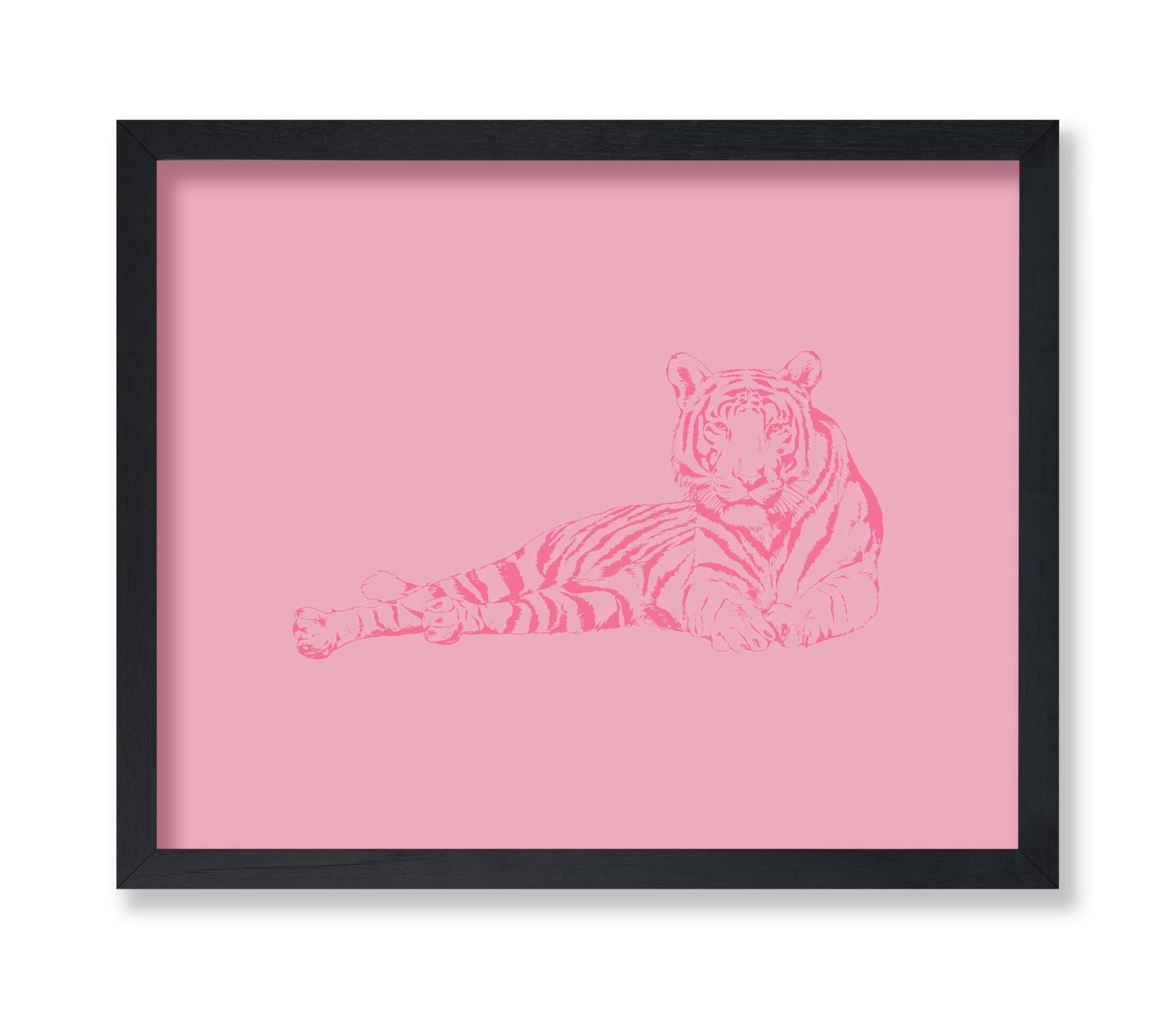 Poster Master Lying Tiger Poster - Retro Tiger Portrait Print - Pink ...