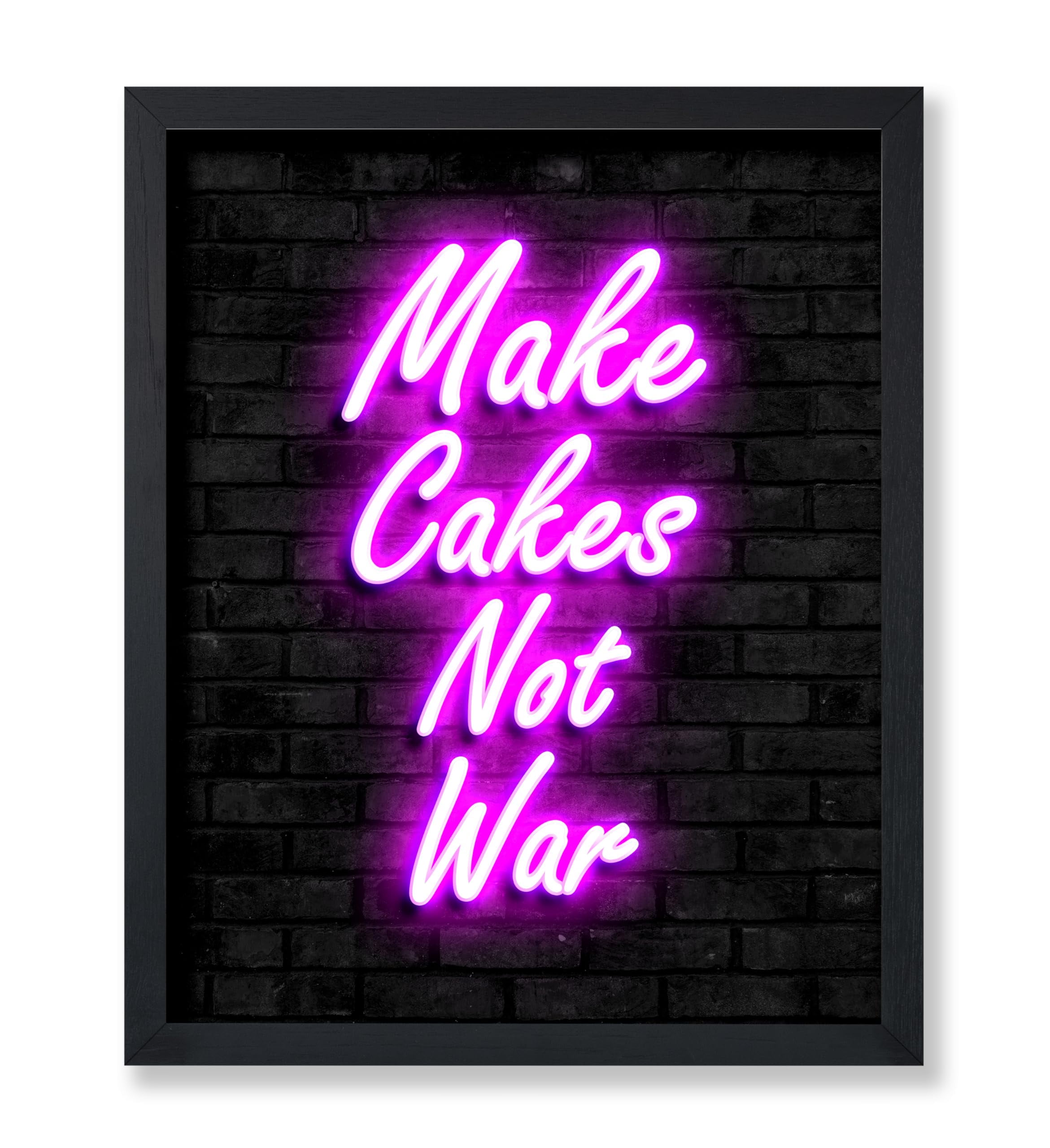 Poster Master Make Cakes Not War Poster - Baking Print - Neon Art ...
